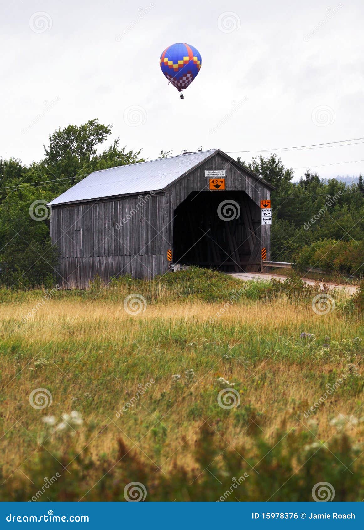 Hot Air Balloon Covered Bridge Editorial Photo - Image of rides, light ...