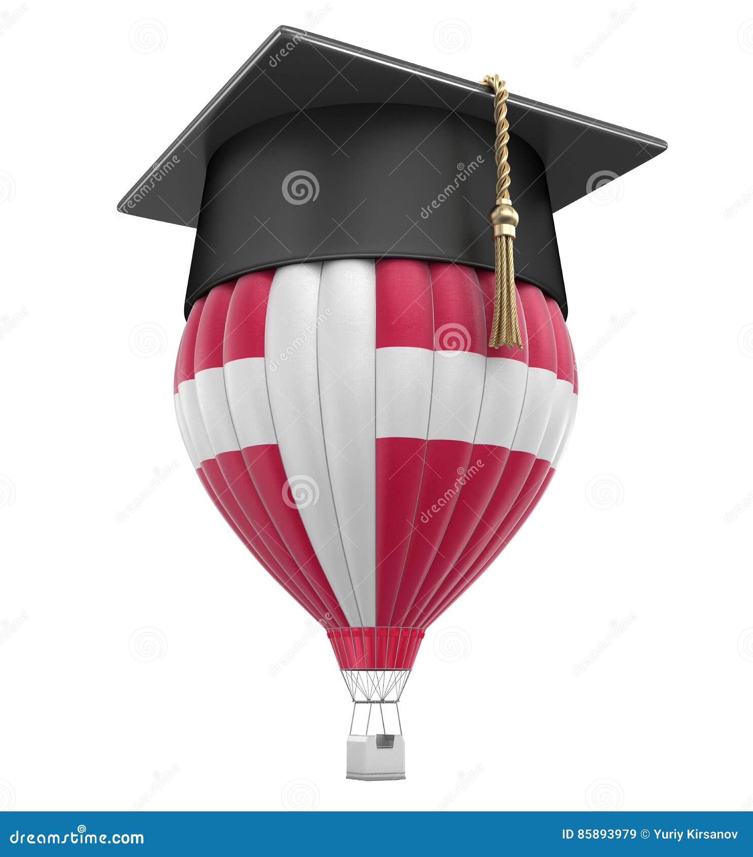 Hot Air Balloon with Danish Flag and Graduation Cap Stock Illustration ...