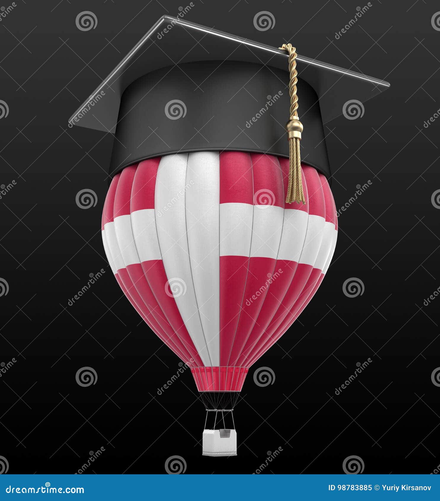 Hot Air Balloon with Danish Flag and Graduation Cap Stock Illustration ...