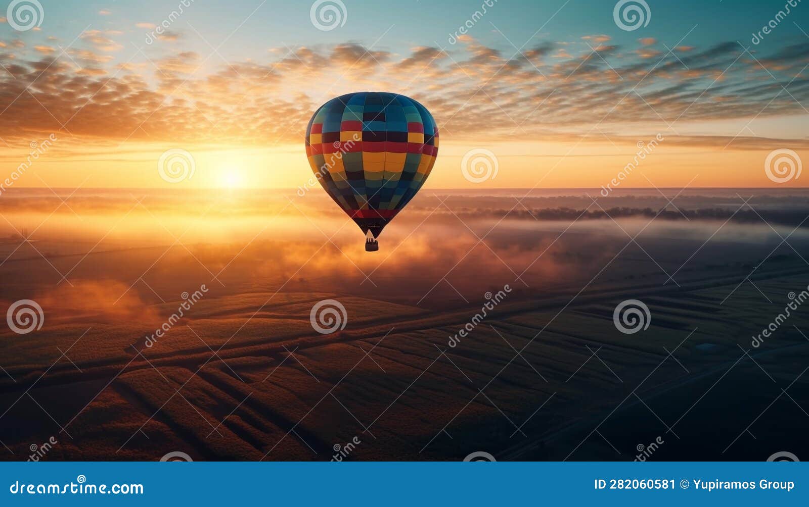 Hot Air Balloon Flying High Up in the Mountain Range Generated by AI ...