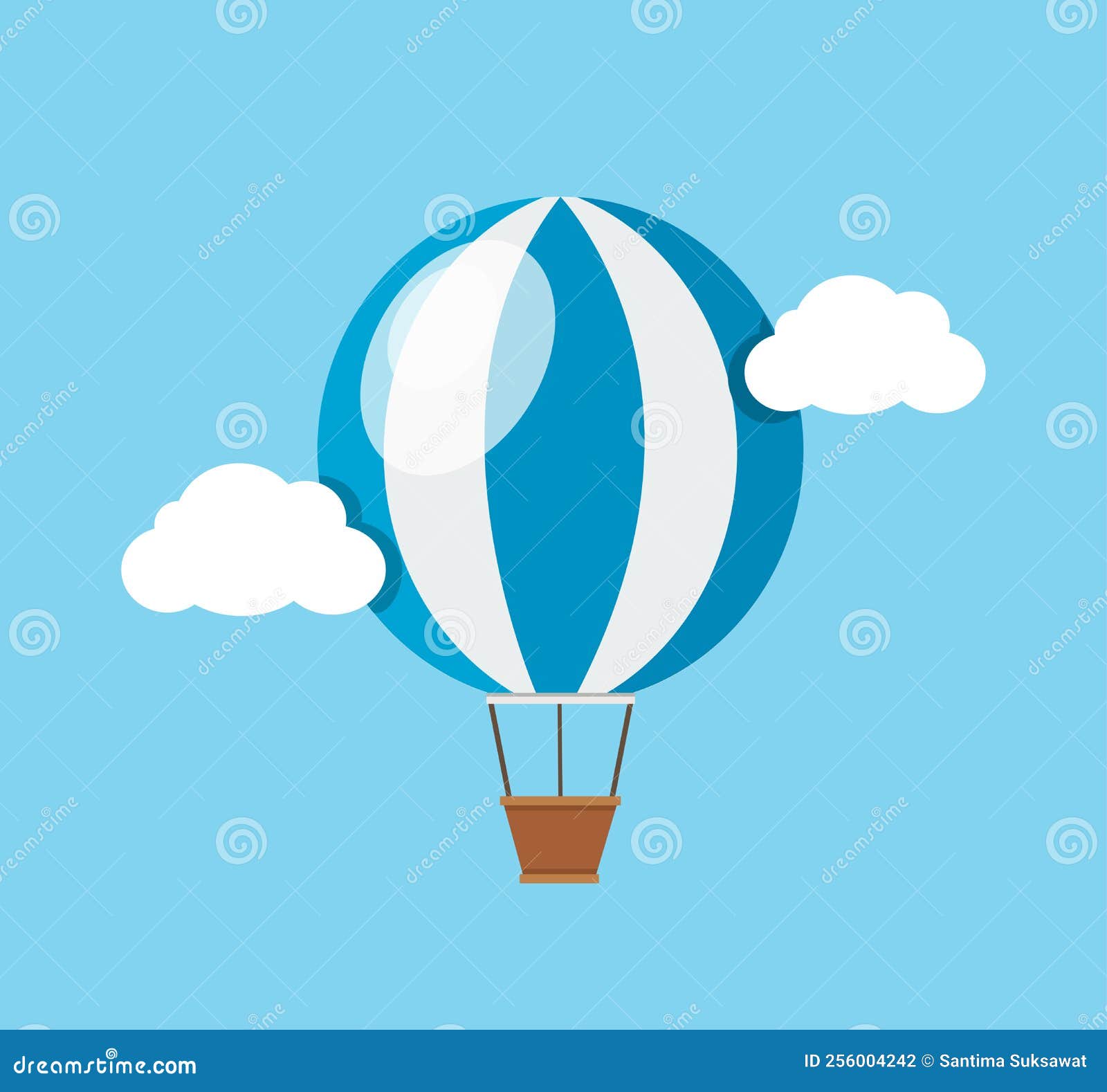 Hot Air Balloon Flying. Vector Illustration Stock Illustration ...