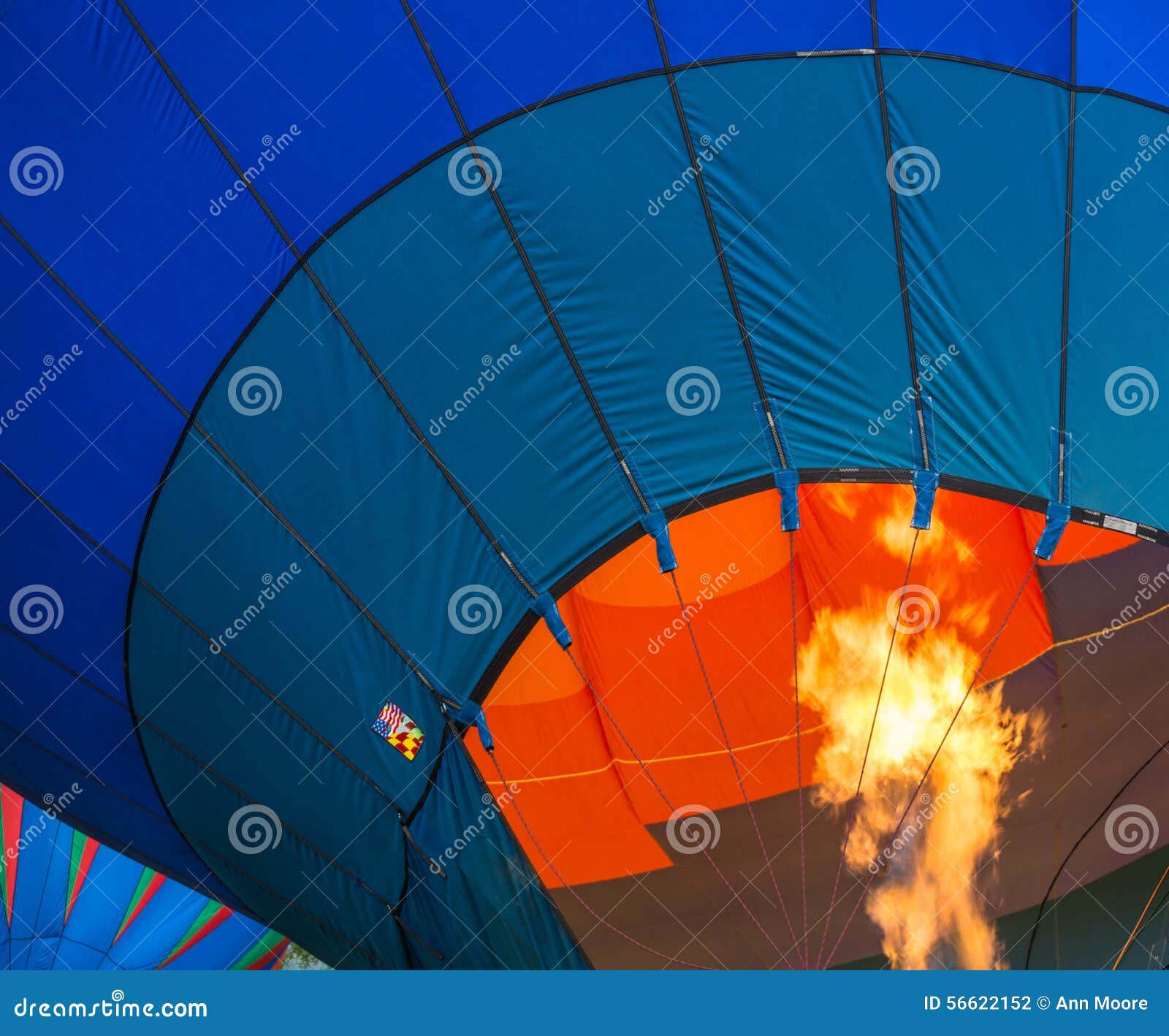 Hot Air Balloon Getting Fired Up To Inflate Stock Photo - Image of fire ...