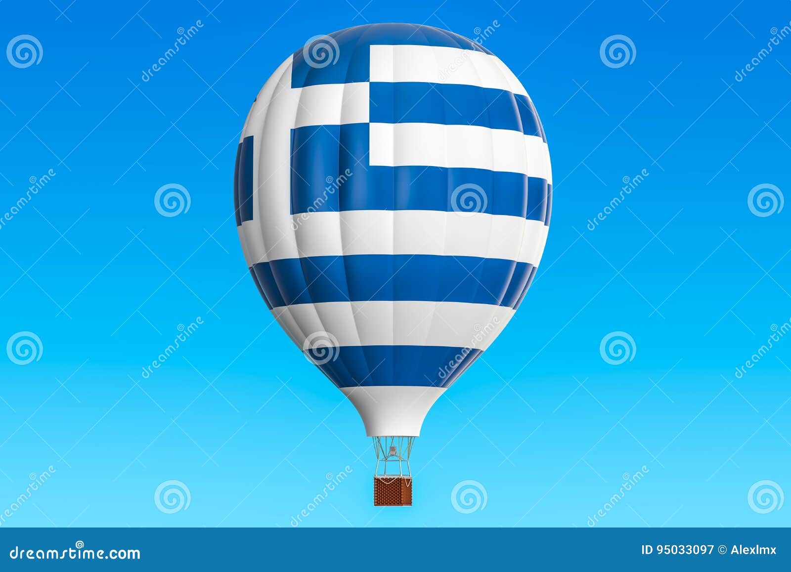 Hot Air Balloon with Greek Flag, 3D Stock Illustration - Illustration ...