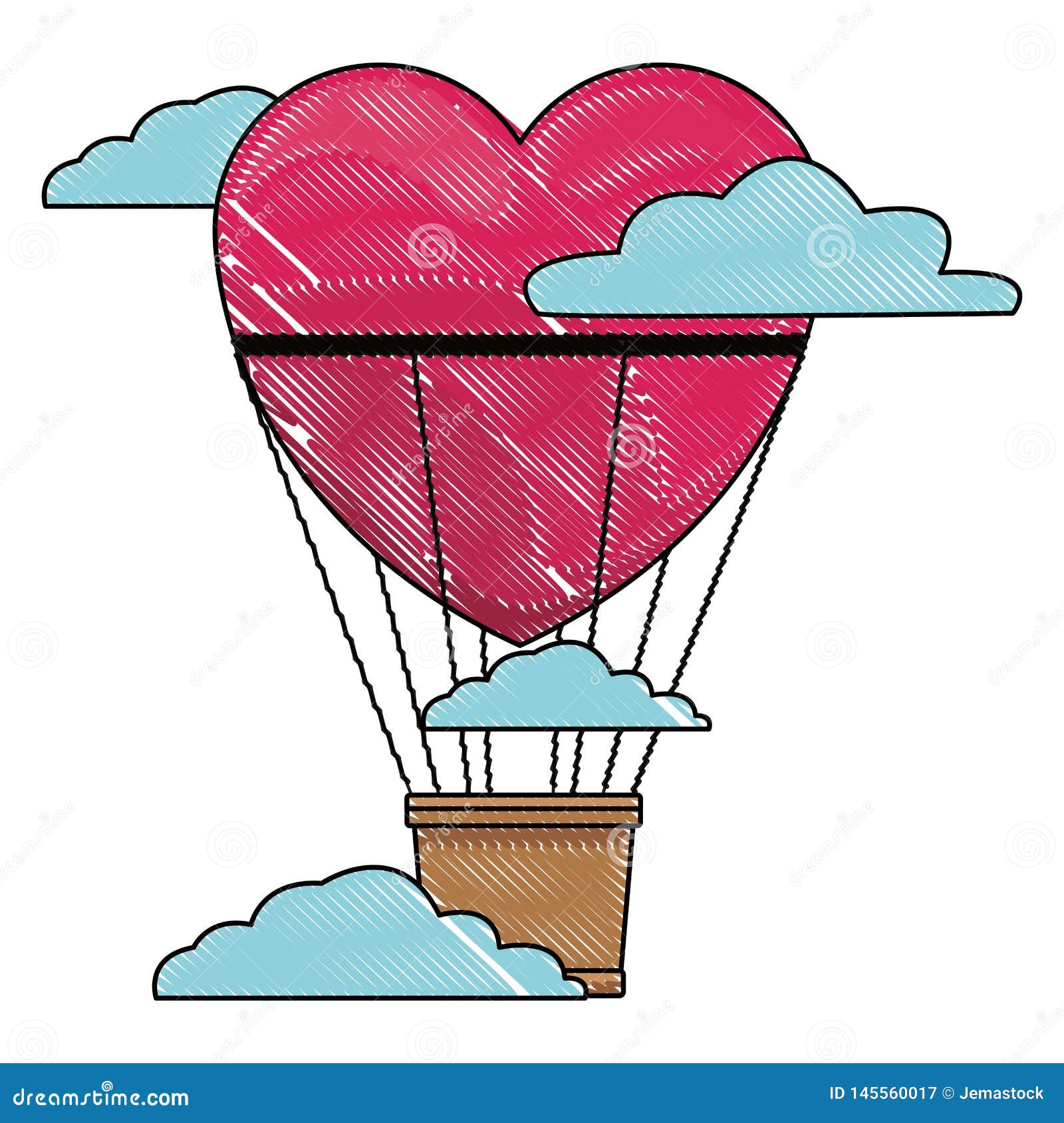 Hot Air Balloon Heart Shaped Scribble Stock Vector - Illustration of ...