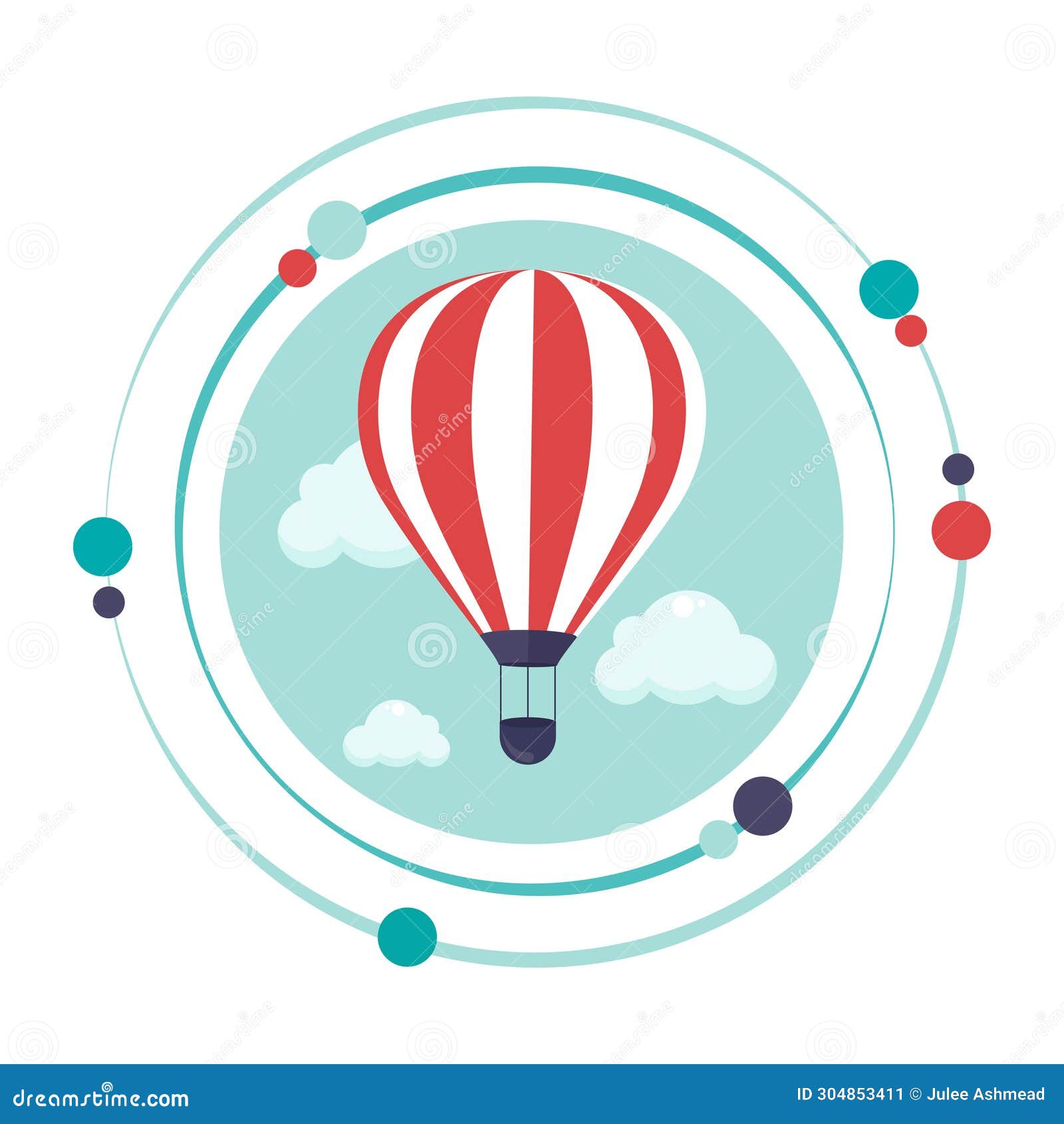 Hot Air Balloon in the Sky with Clouds Graphic Icon Stock Illustration ...