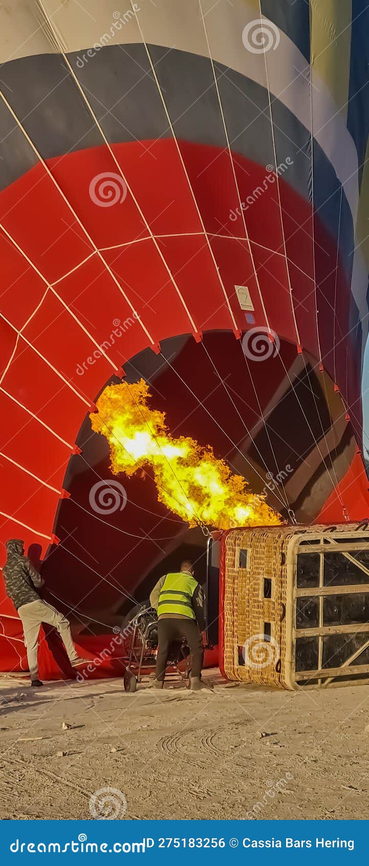 Hot air balloon inflating. editorial photo. Image of stage - 275183256
