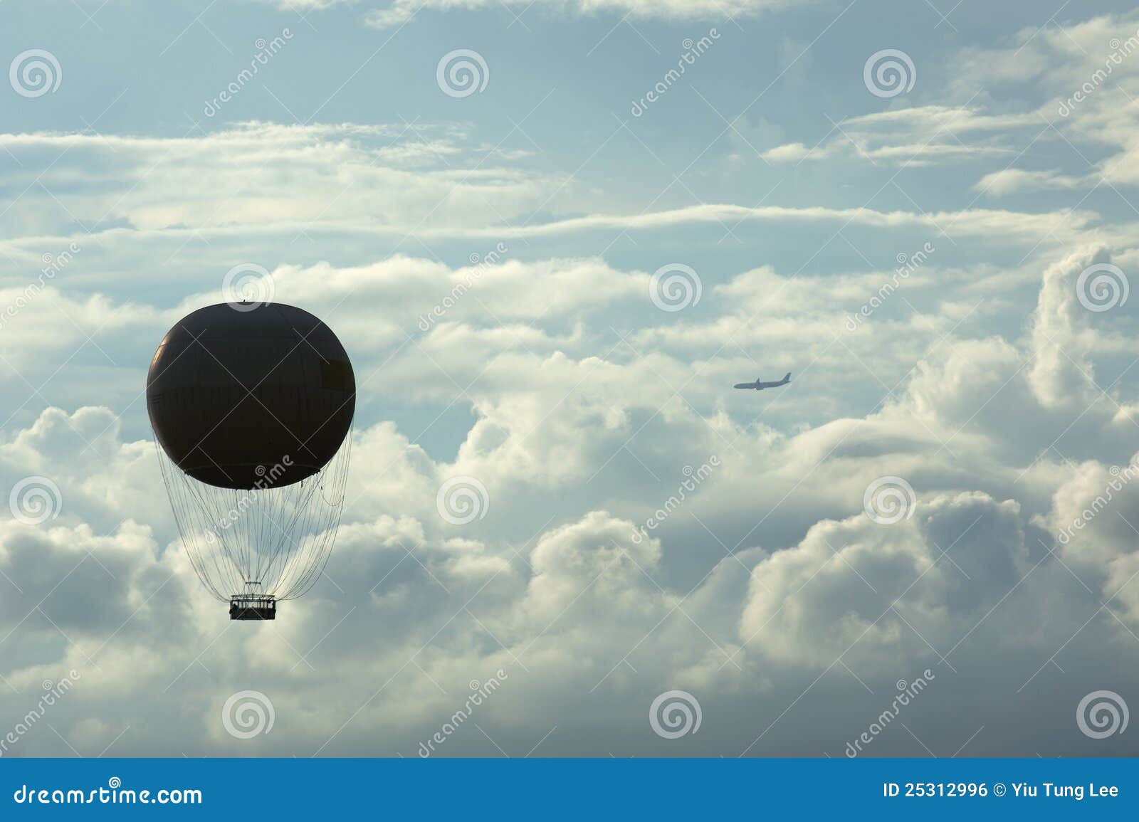 Hot air balloon and jet stock photo. Image of blue, mode - 25312996