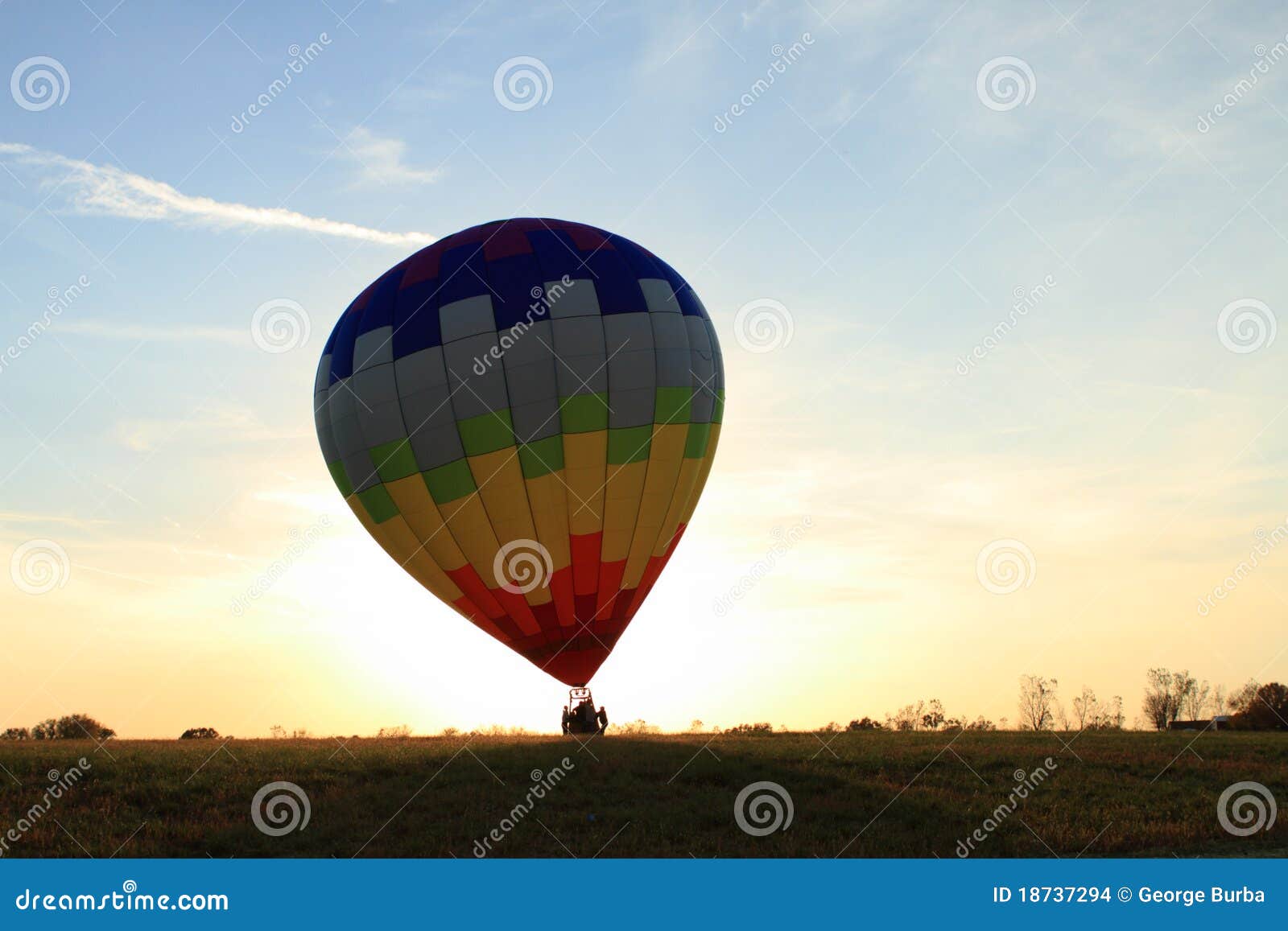 Hot Air Balloon landing stock photo. Image of field, beautiful - 18737294