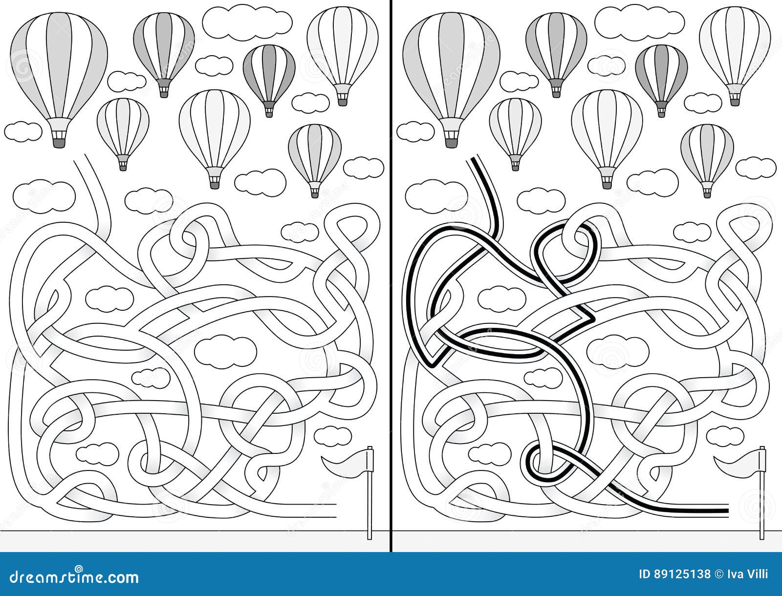 Hot air balloon maze stock vector. Illustration of labyrinth - 89125138