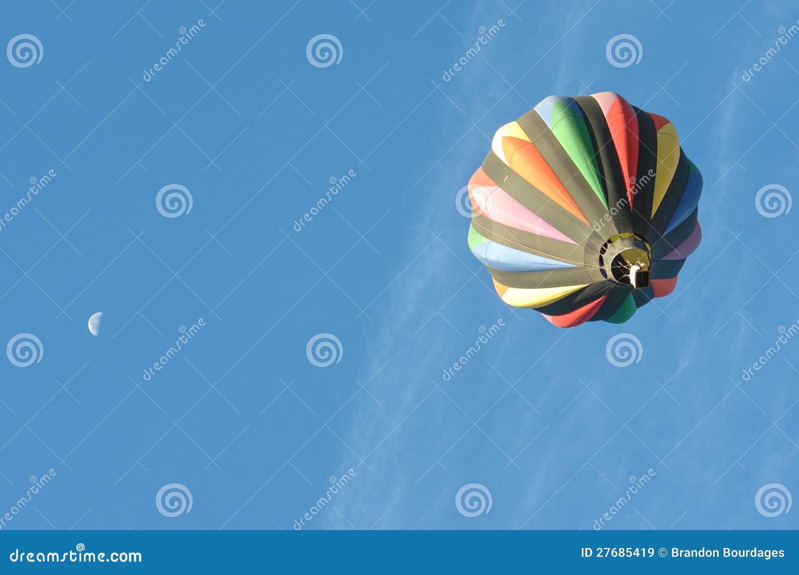 Hot Air Balloon with the Moon Stock Image - Image of basket, moon: 27685419
