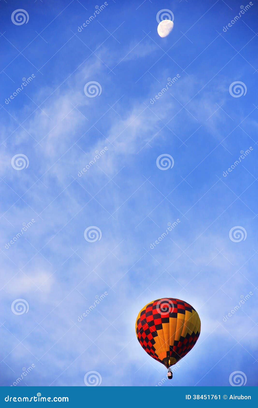 Hot Air Balloon and the Moon Stock Image - Image of space, background ...