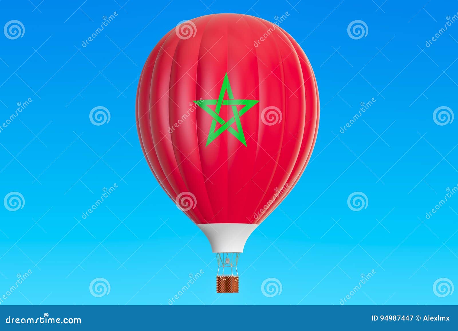 Hot Air Balloon with Morocco Flag Stock Illustration - Illustration of ...