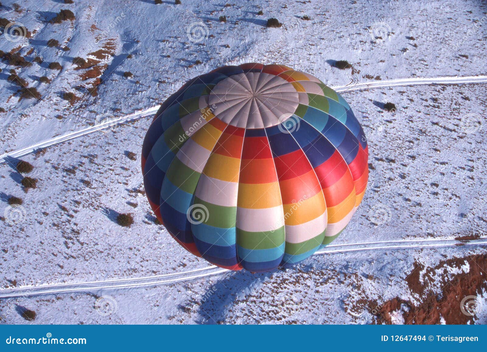 Hot Air Balloon Over Snow stock photo. Image of extreme - 12647494