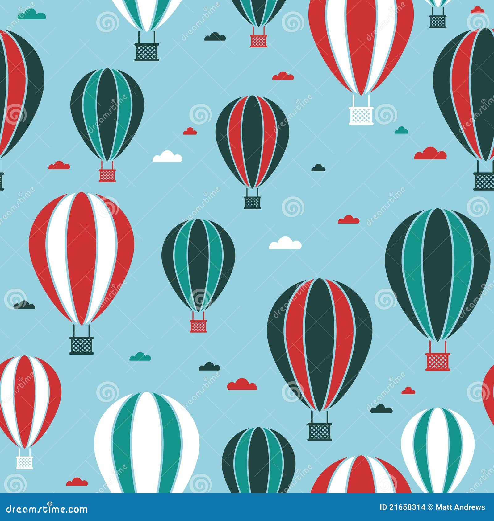 Hot air balloon pattern stock vector. Illustration of cloud - 21658314