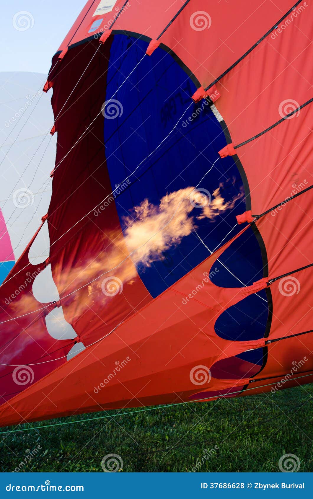 Hot air balloon starting stock photo. Image of flame - 37686628
