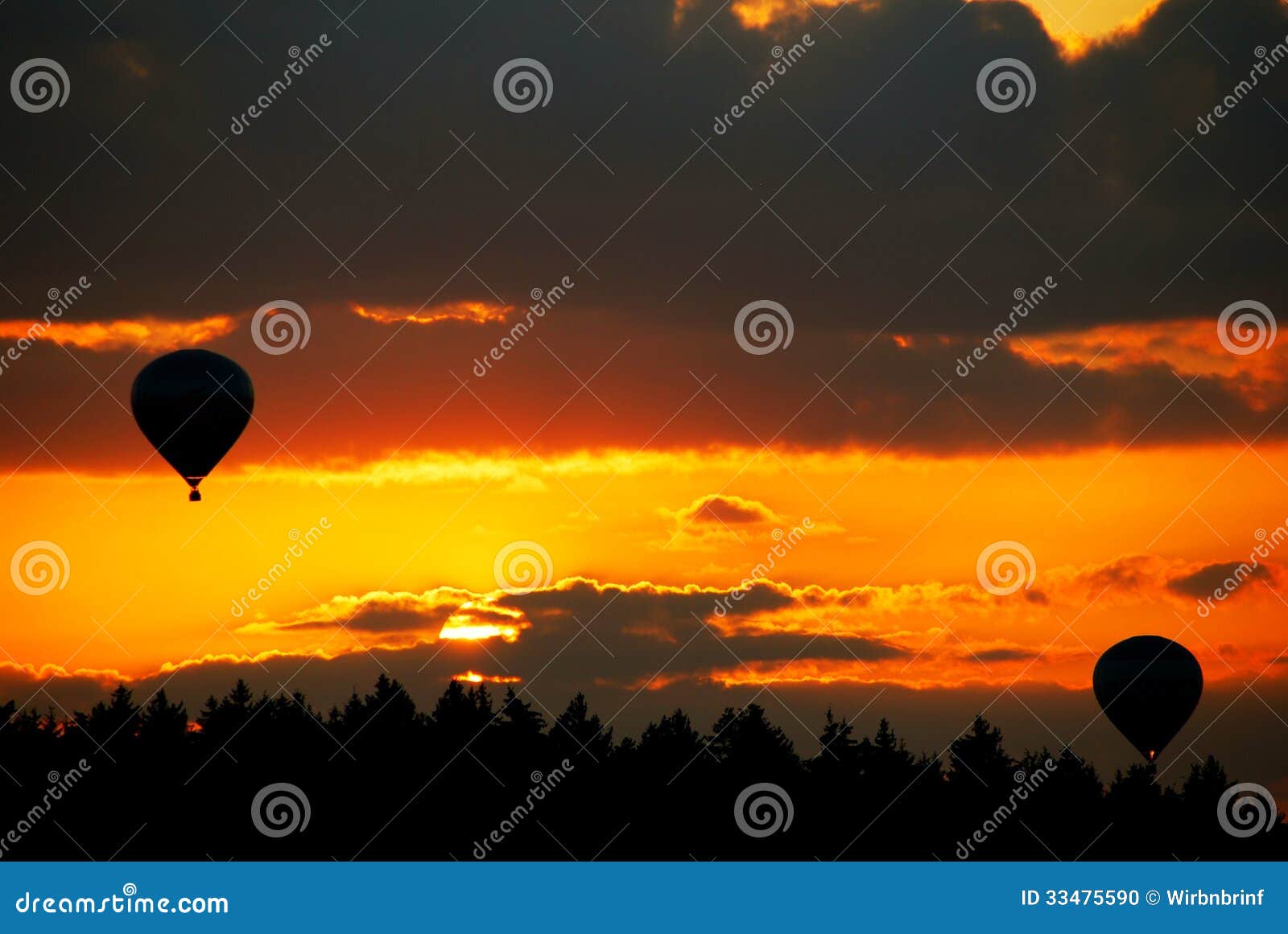 Hot air balloon on sunset stock photo. Image of azure - 33475590
