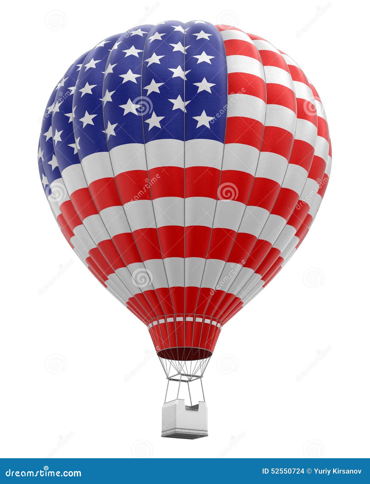 Hot Air Balloon With USA Flag Stock Illustration - Image: 52550724