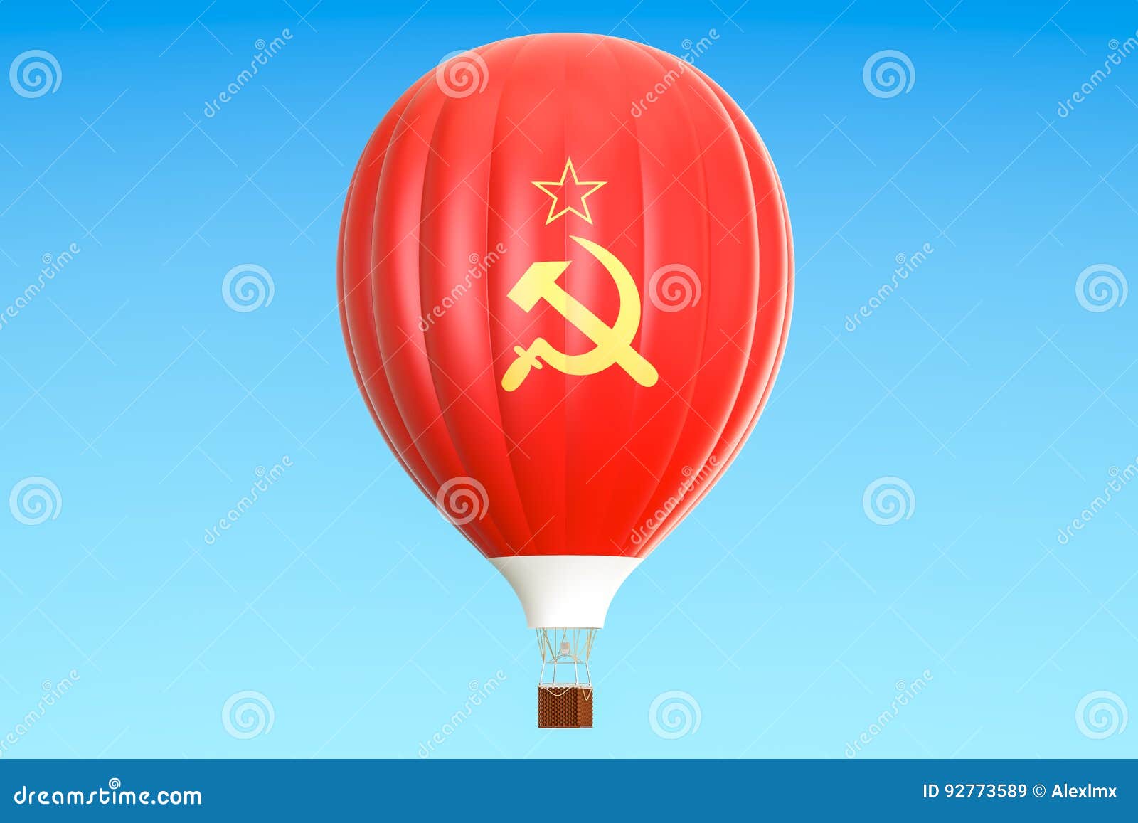 Hot Air Balloon with USSR Flag, 3D Rendering Stock Illustration ...