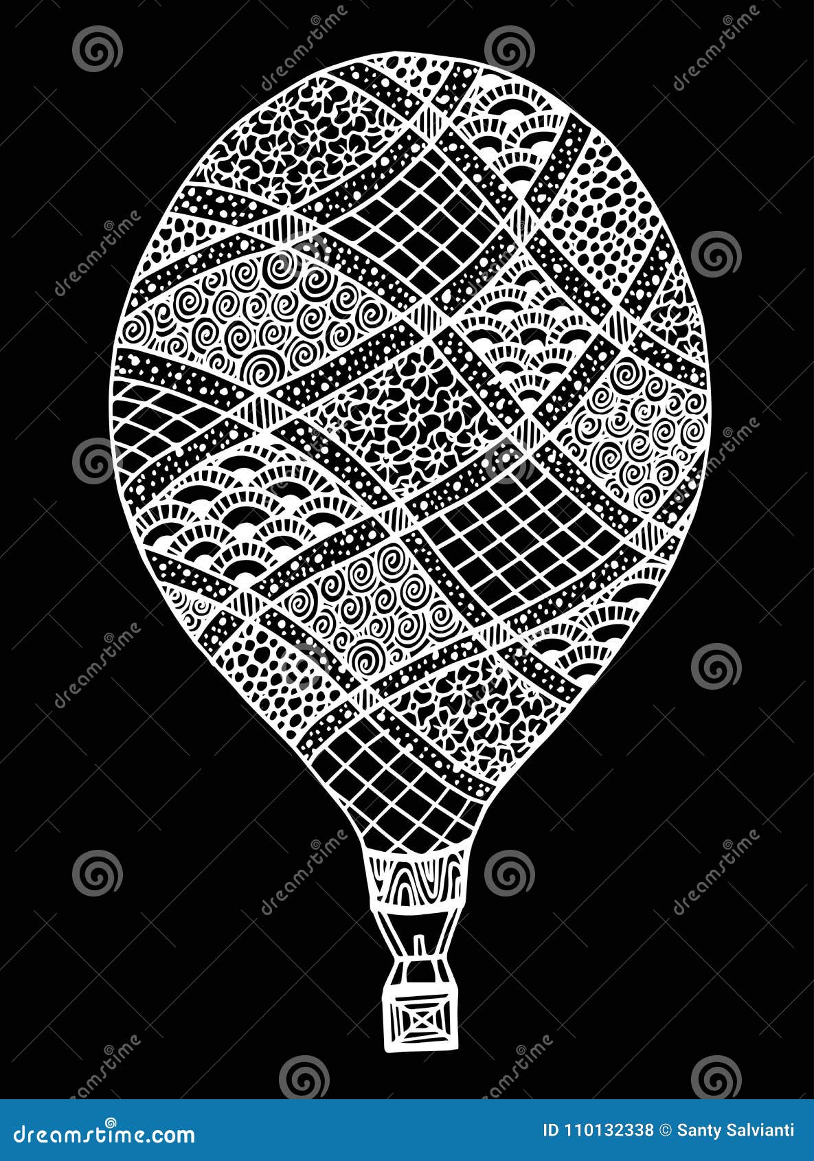 Hot Air Balloon Vector. Zentangle and Doodle Hot Air Balloon Stock ...