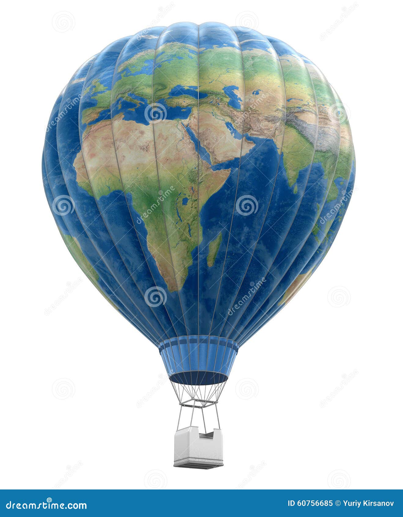 Hot Air Balloon with World Map (clipping Path Included) Stock ...