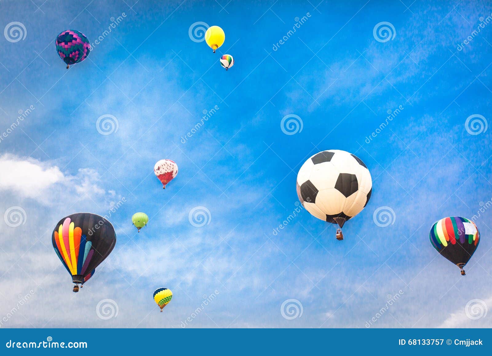 Hot-air Balloons with Blue Sky and Clouds Background Stock Image ...
