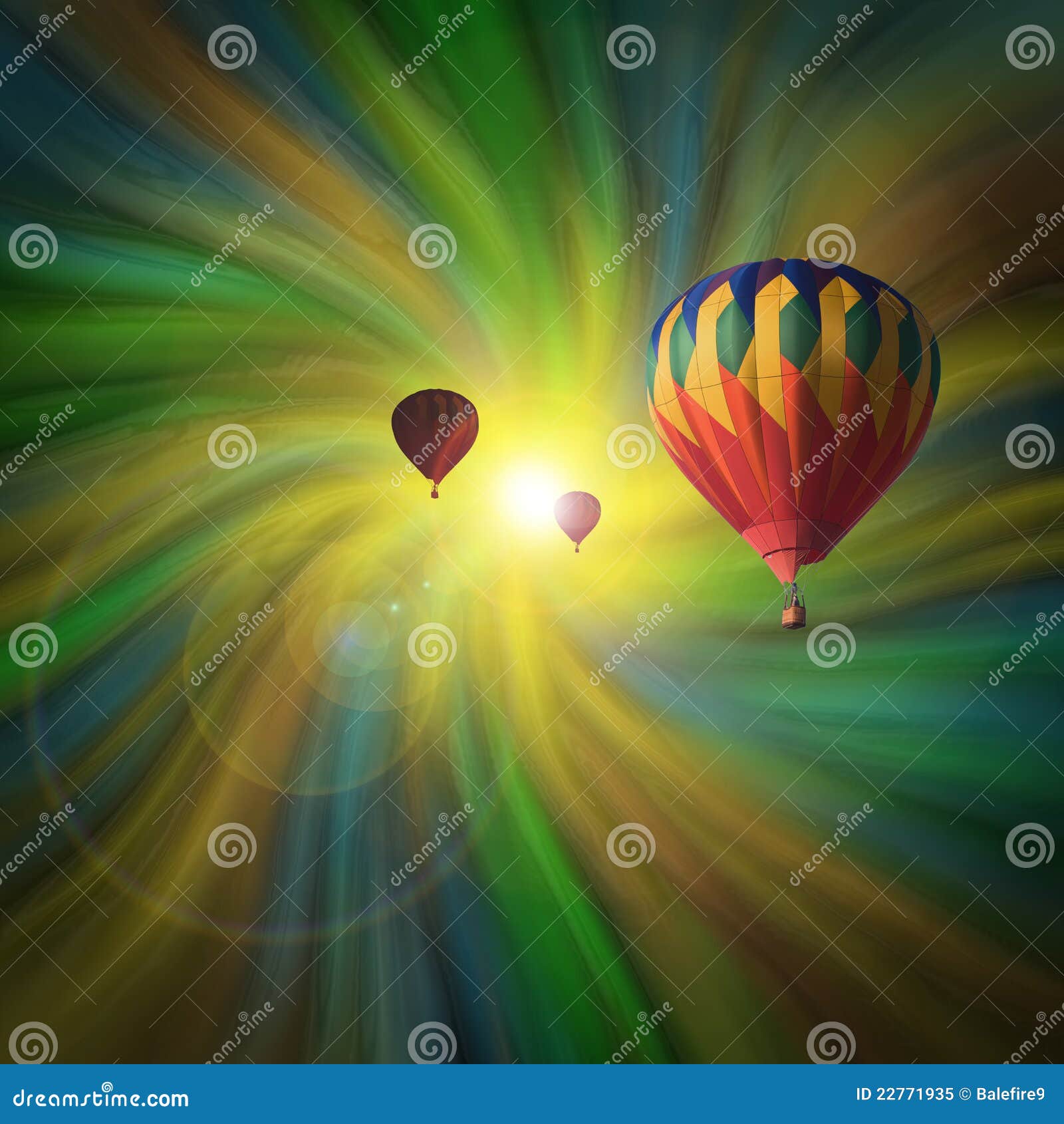Air Balloons Flying At Night Sky With Full Moon Cartoon Vector ...