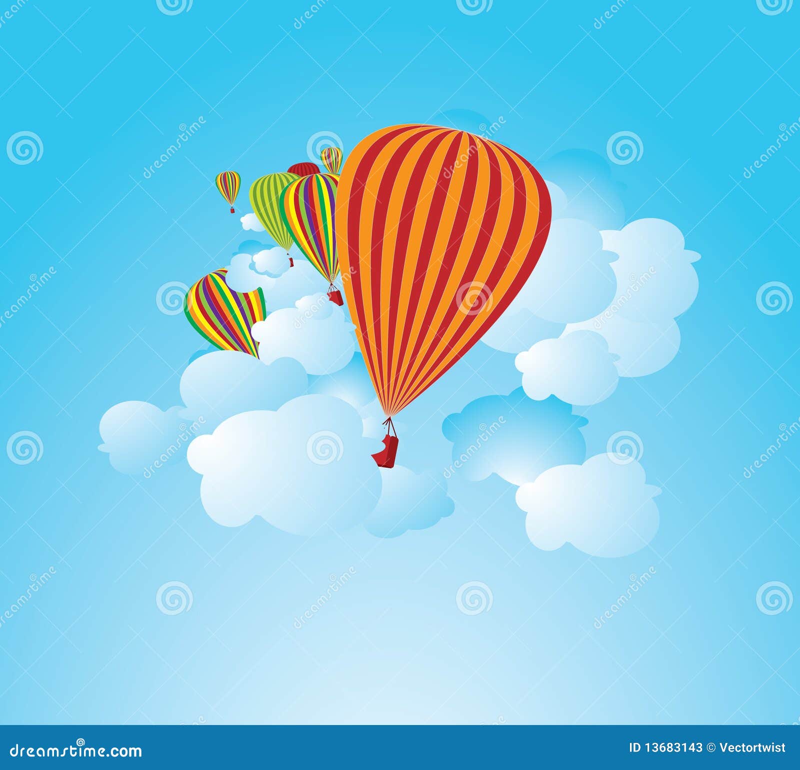 Hot Air Balloons Illustration Stock Vector - Illustration of flag ...