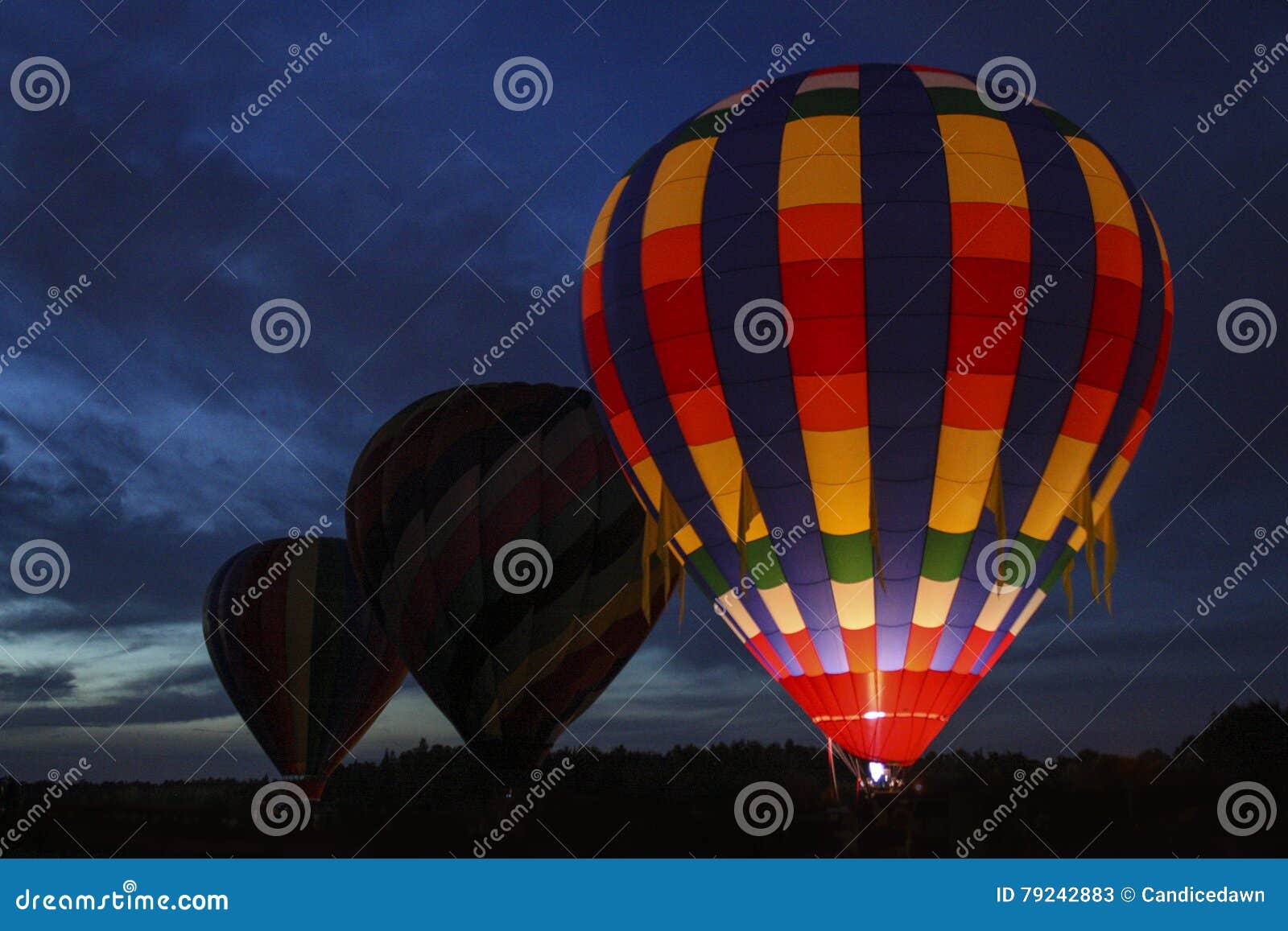 Hot Air Balloons at Night stock image. Image of hovering - 79242883