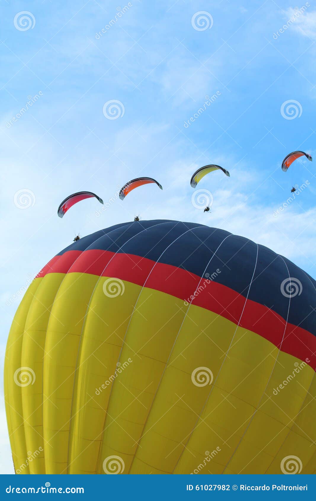 Hot Air Balloons and Paragliders Stock Photo - Image of flying ...