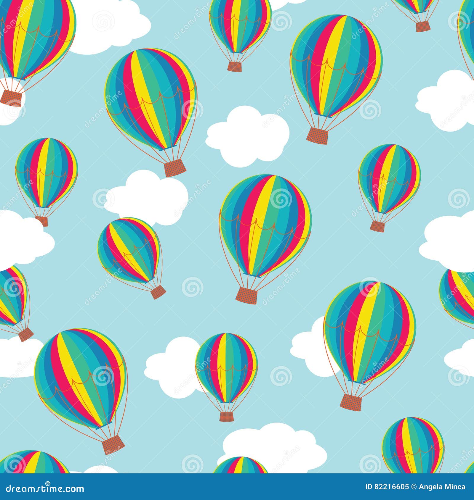 Hot air balloons pattern stock illustration. Illustration of decoration ...