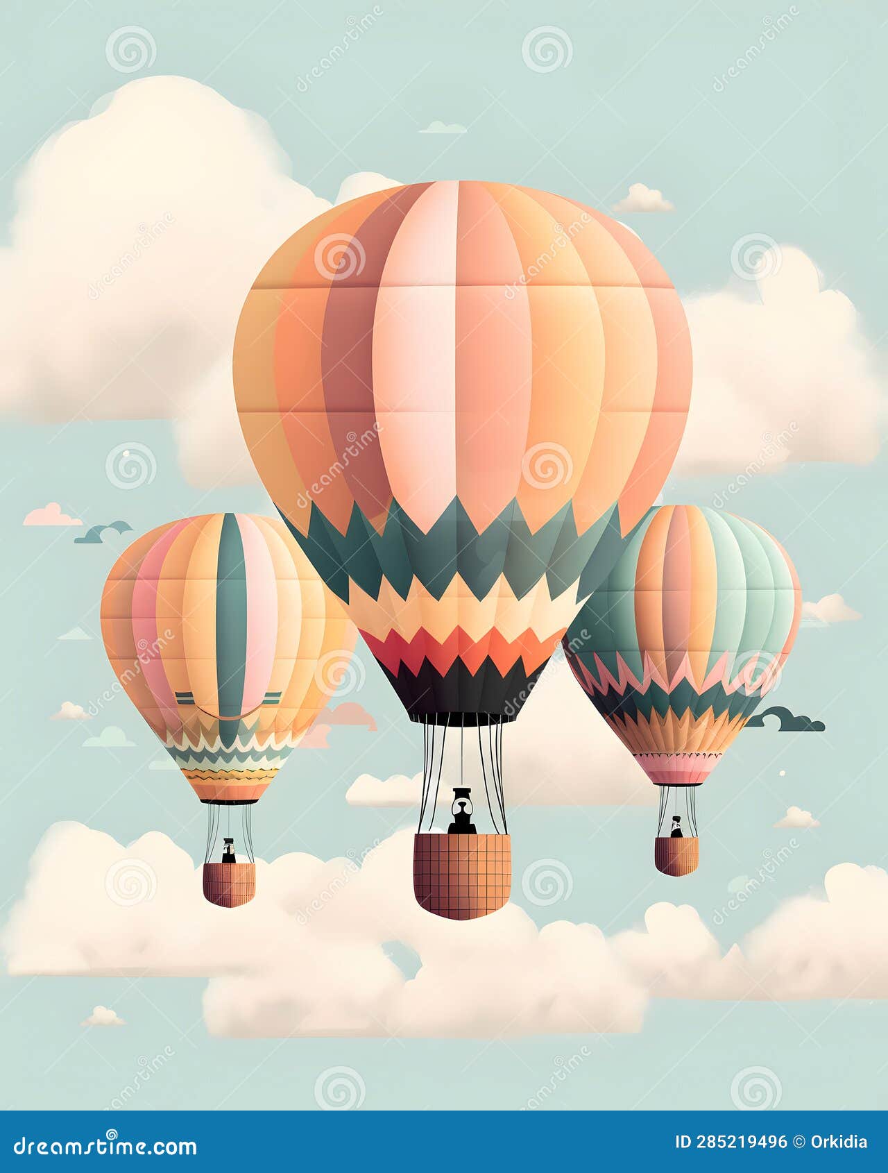 Hot Air Balloons in the Sky - Pop Colors Comics Design Stock ...
