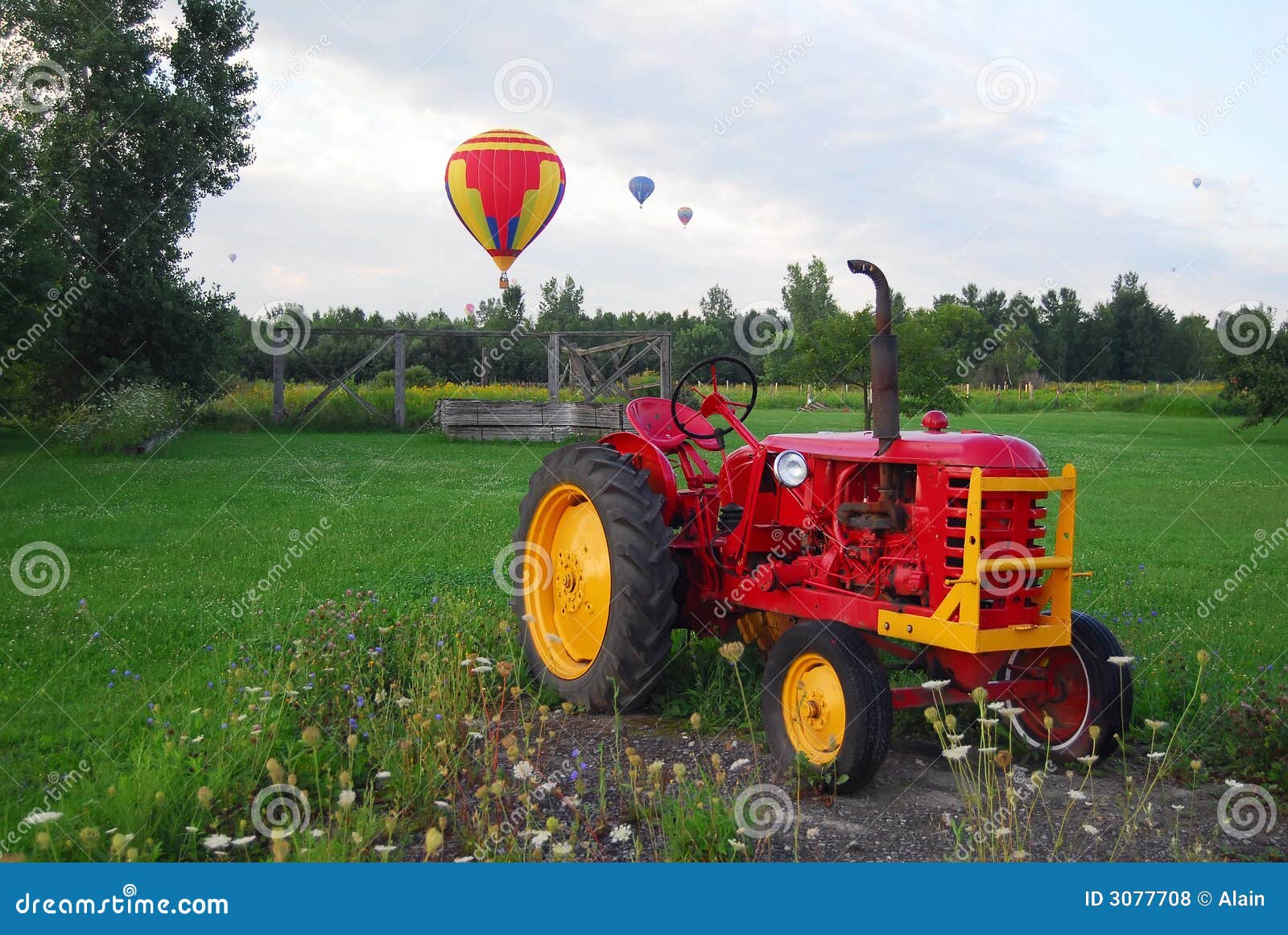 Hot Air Balloon With Tractor Royalty-Free Stock Image | CartoonDealer ...