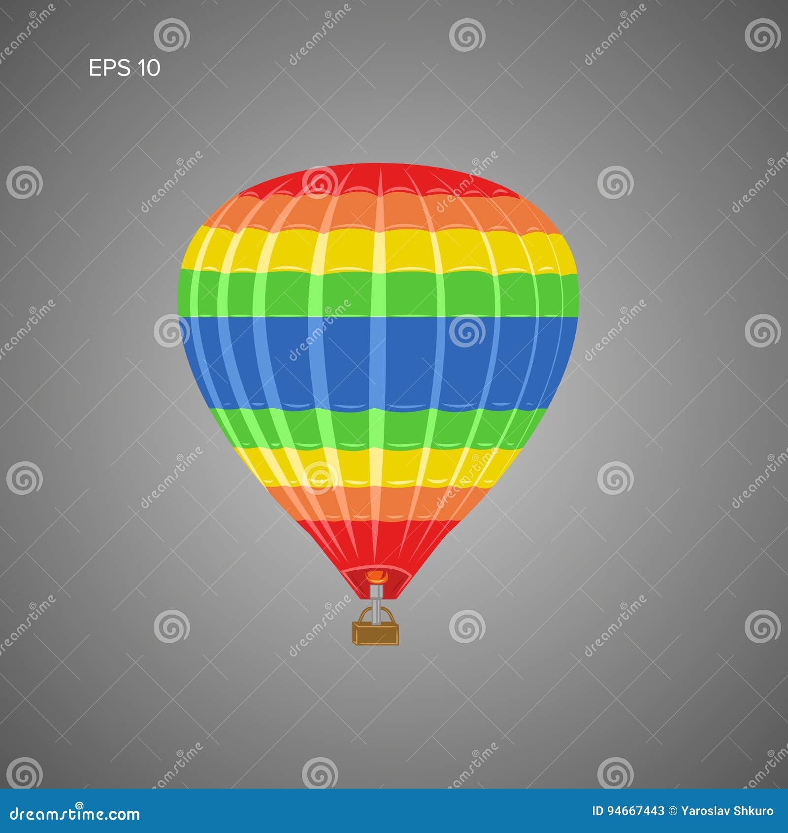 Hot Air Baloon Vector Illustration. Air Floatation Transport ...