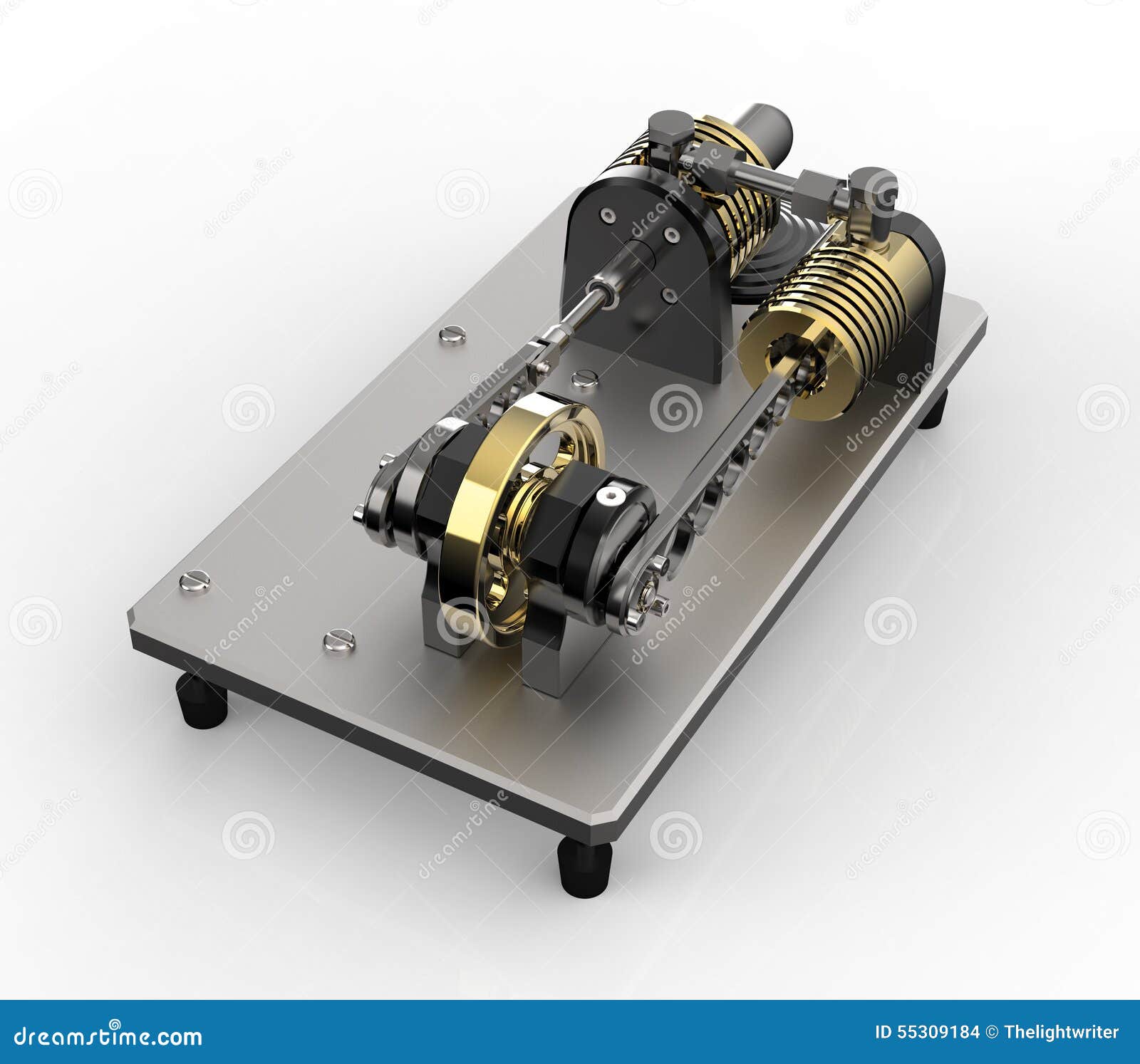 Stirling Engine Generator And Solar Panel Diagram. Vector. Device That ...