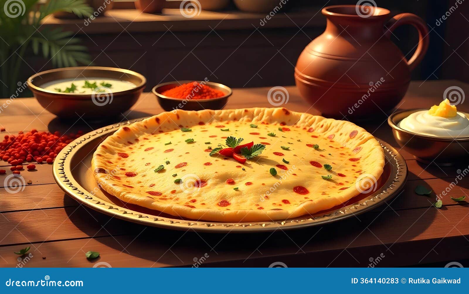 Aloo Paratha Or Gobi Paratha Also Known As Potato Stock Image ...