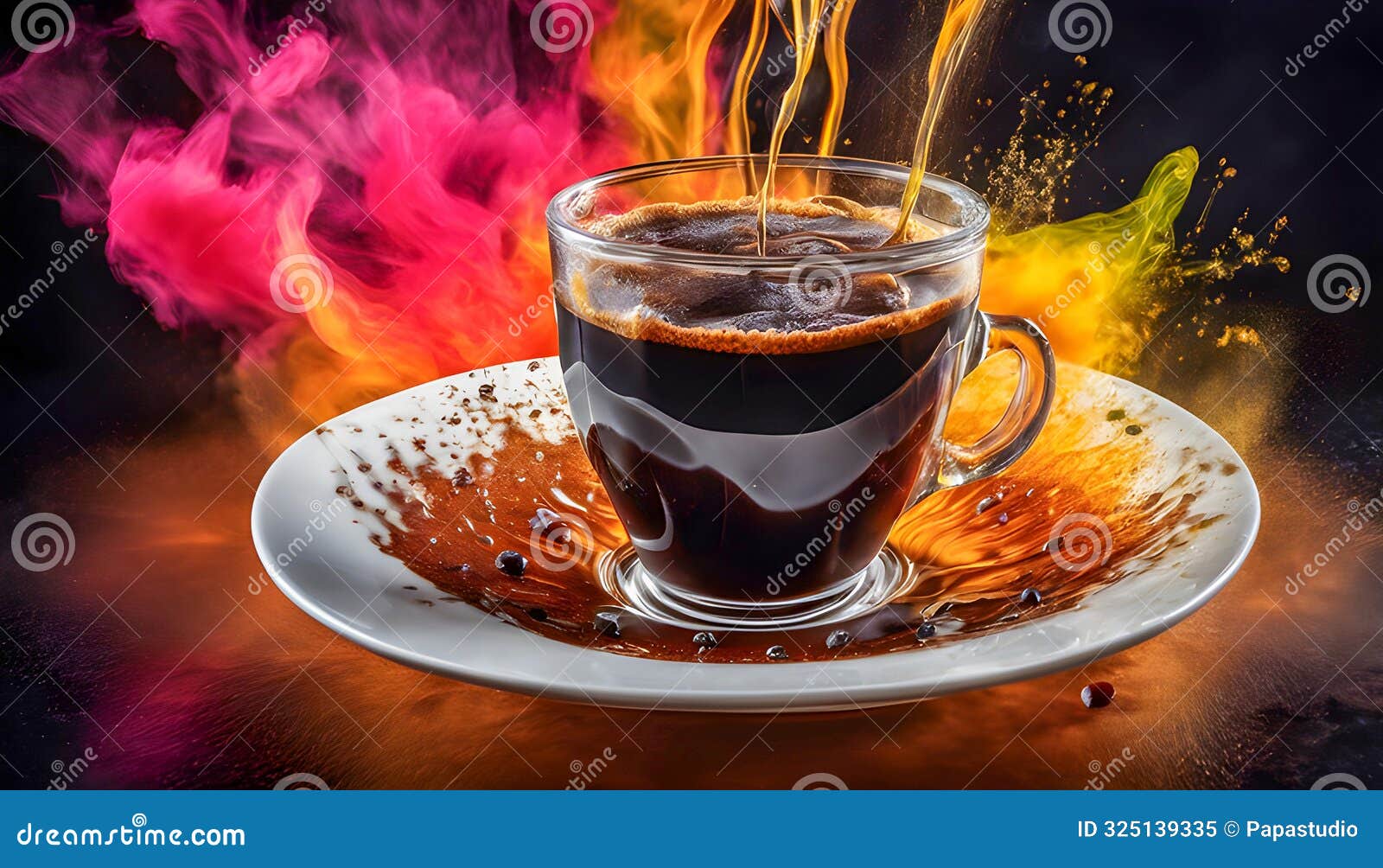 Hot Americano with a Beautiful and Charming Backdrop Stock Illustration ...