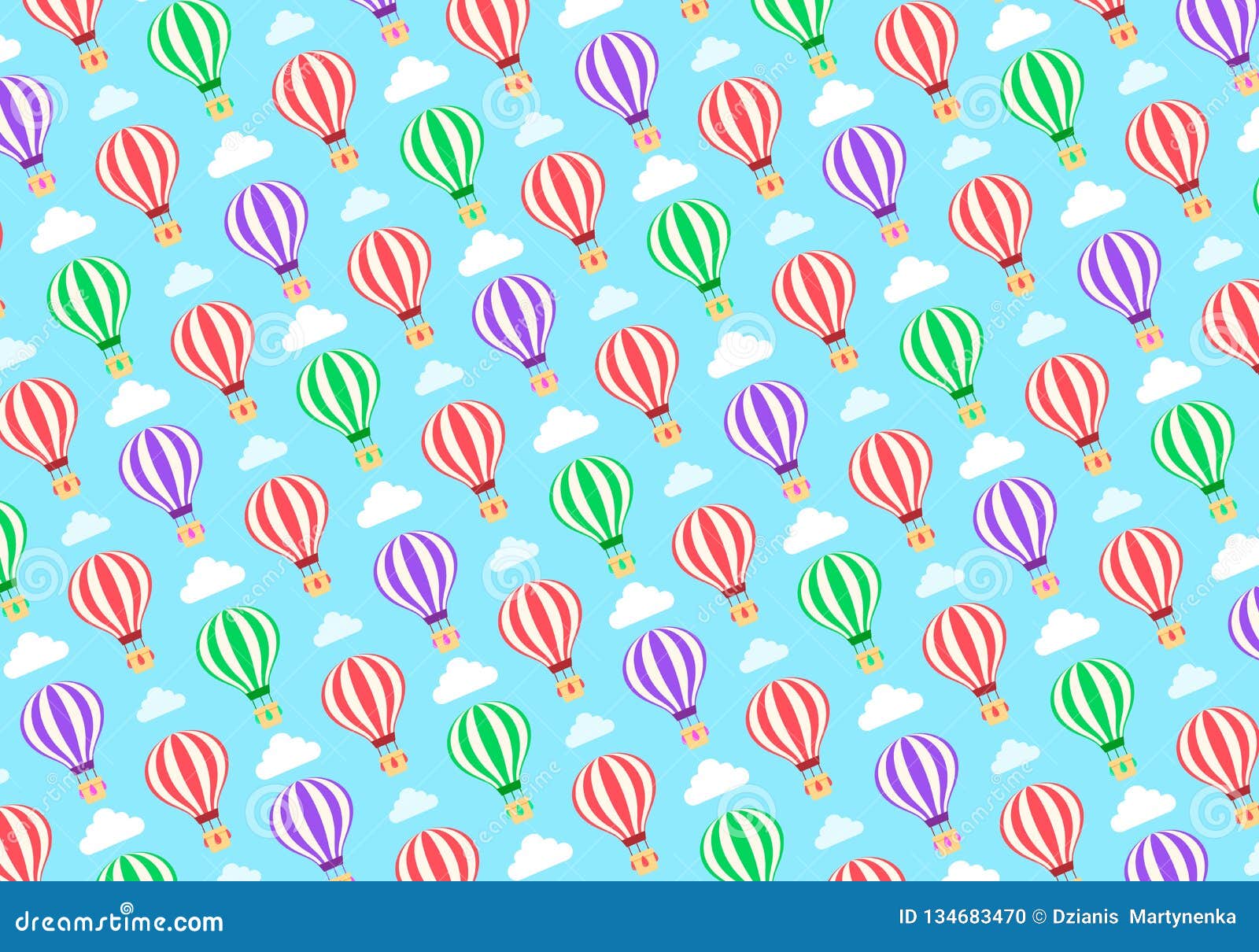 Hot Balloons Cute Pattern Design Stock Vector - Illustration of flight ...