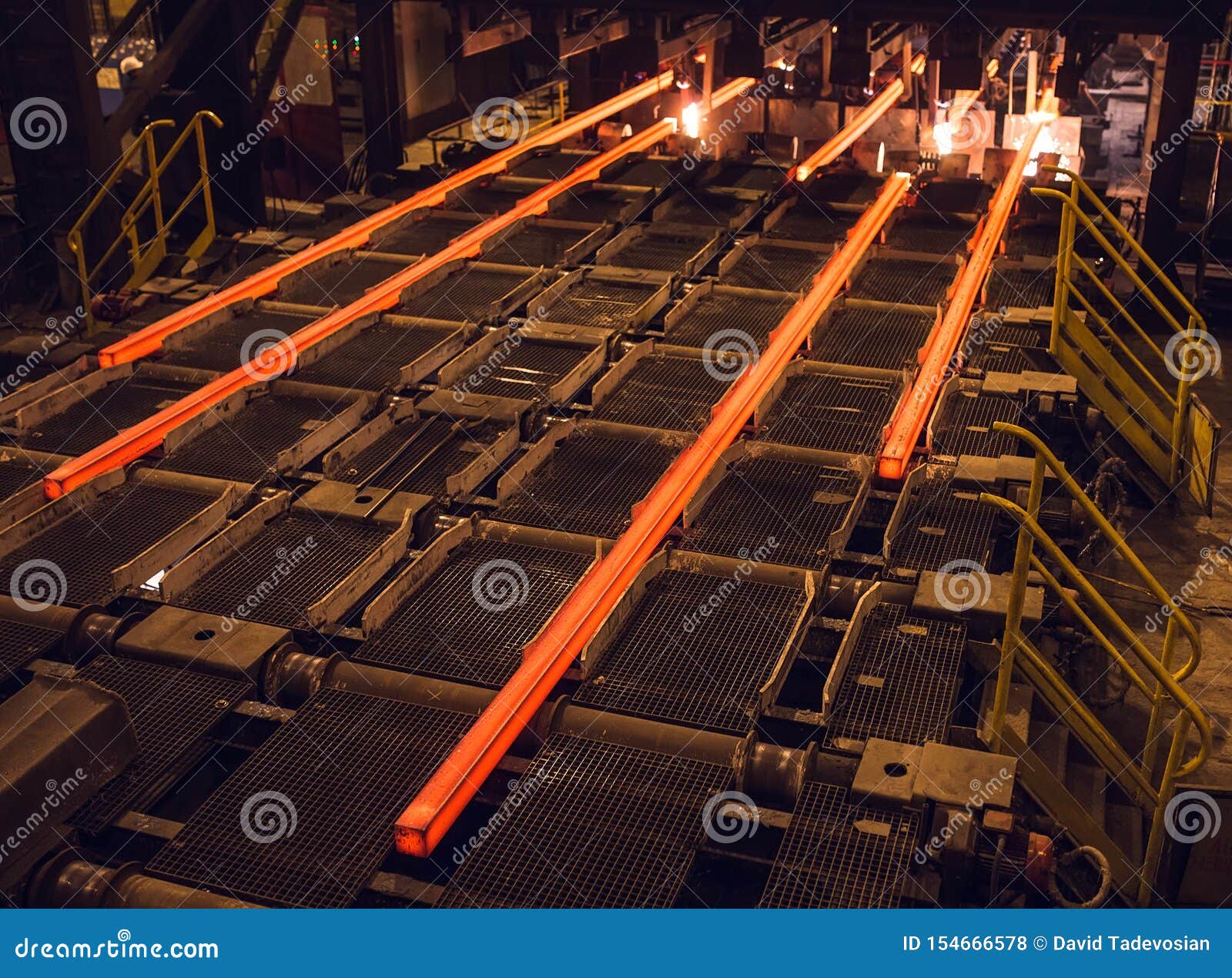 Hot Billet Bloom Continuous Casting, Also Called Strand Casting. Stock ...