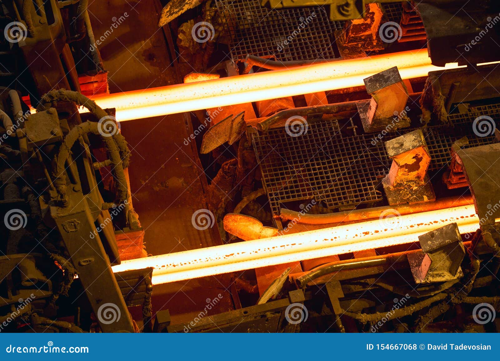 Hot Billet Bloom Continuous Casting, Also Called Strand Casting. Stock ...