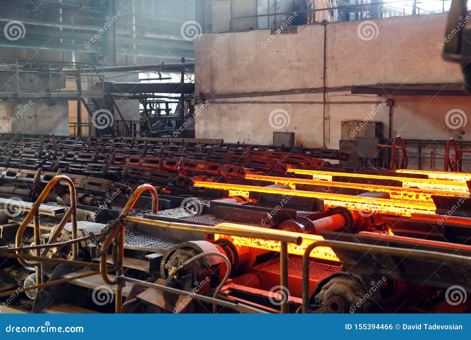 Hot Billet Bloom Continuous Casting, Also Called Strand Casting. Stock ...