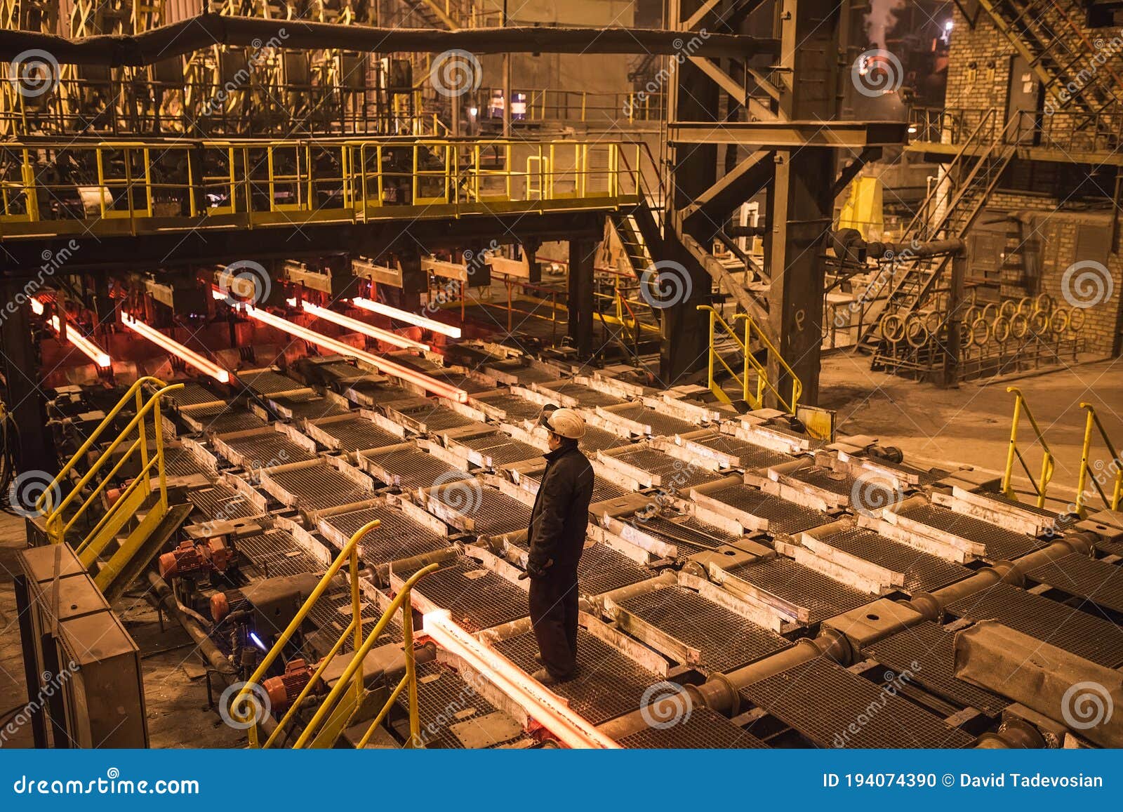 Hot Billet Bloom Continuous Casting, Also Called Strand Casting. Stock ...