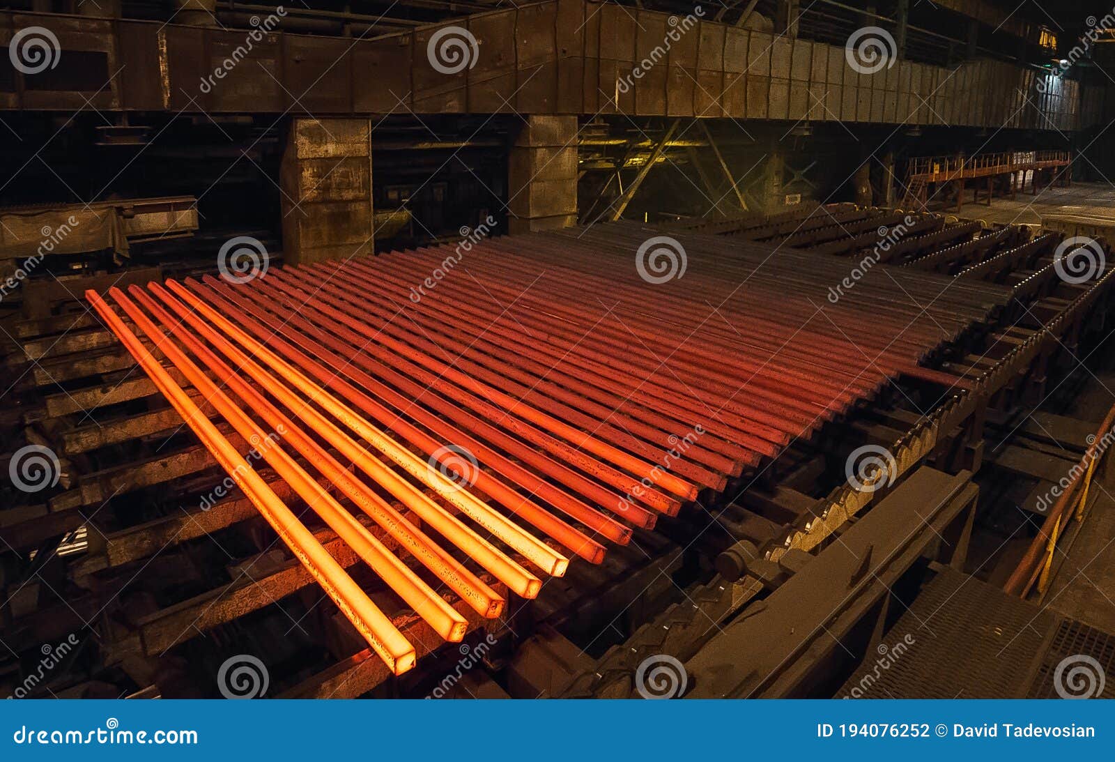 Hot Billet Bloom Continuous Casting, Also Called Strand Casting. Stock ...