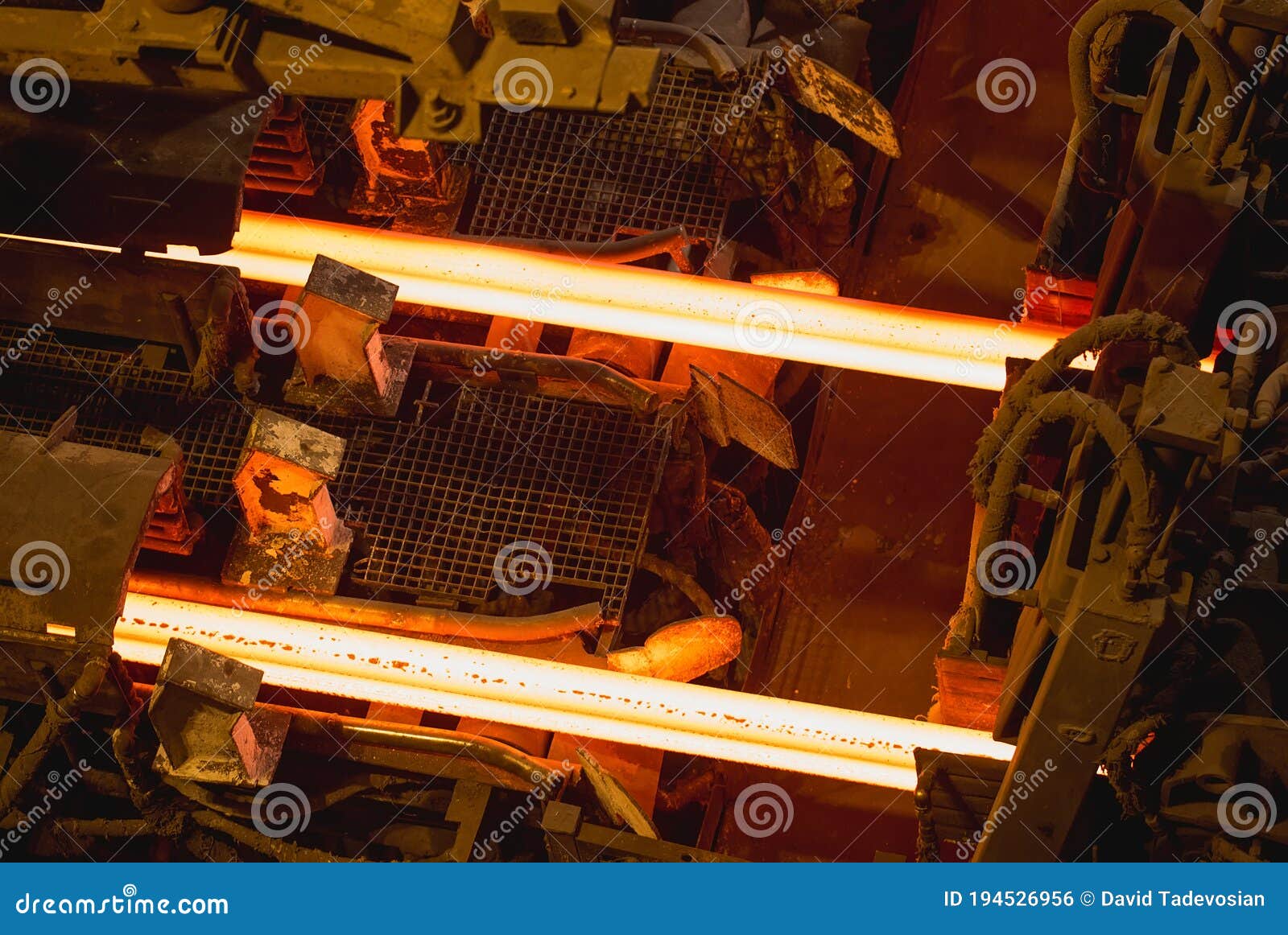 Hot Billet Bloom Continuous Casting, Also Called Strand Casting. Stock ...