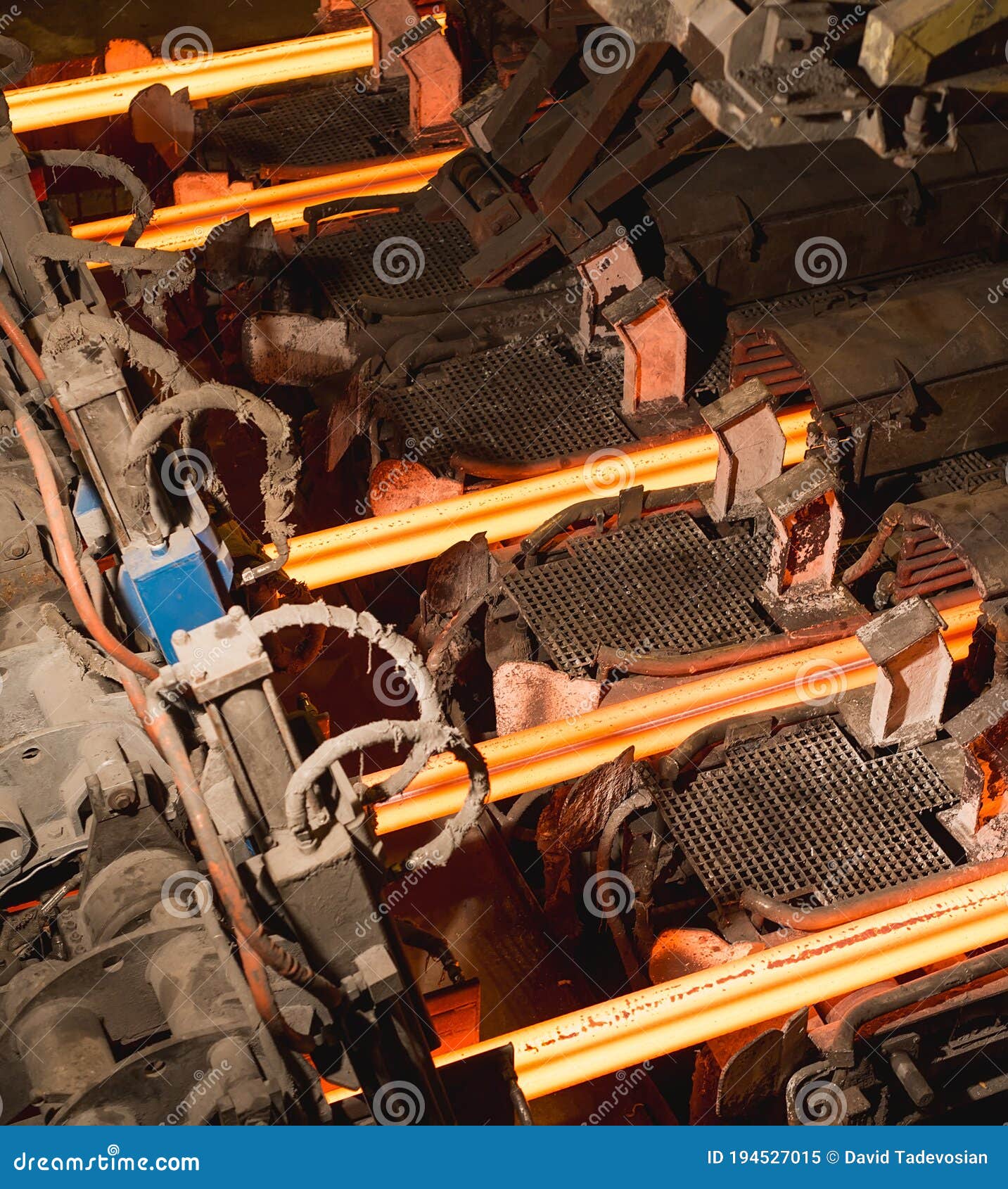 Hot Billet Bloom Continuous Casting, Also Called Strand Casting. Stock ...