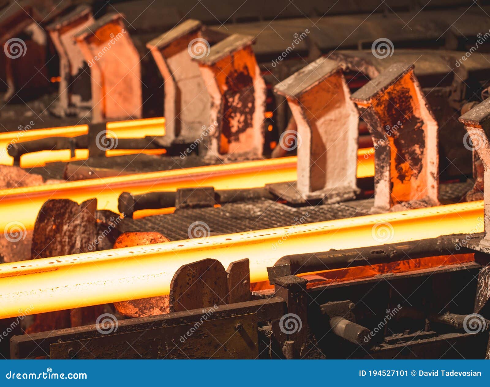 Hot Billet Bloom Continuous Casting, Also Called Strand Casting. Stock ...