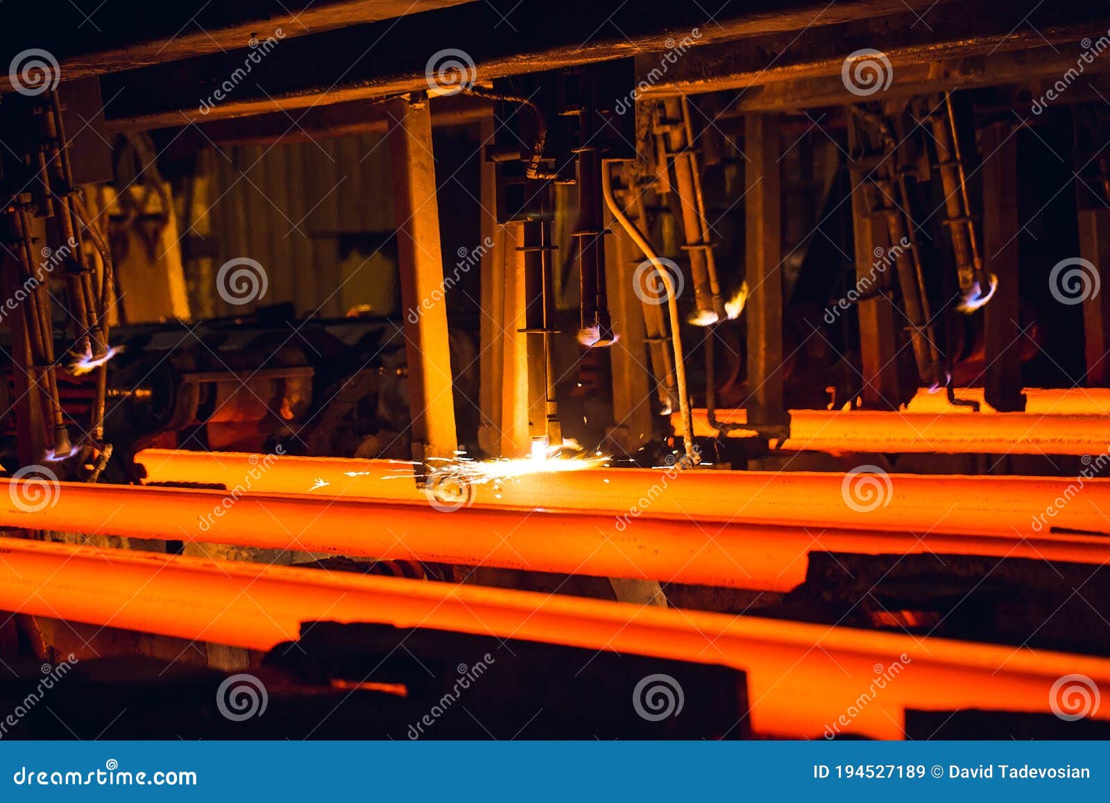 Hot Billet Bloom Continuous Casting, Also Called Strand Casting. Stock ...