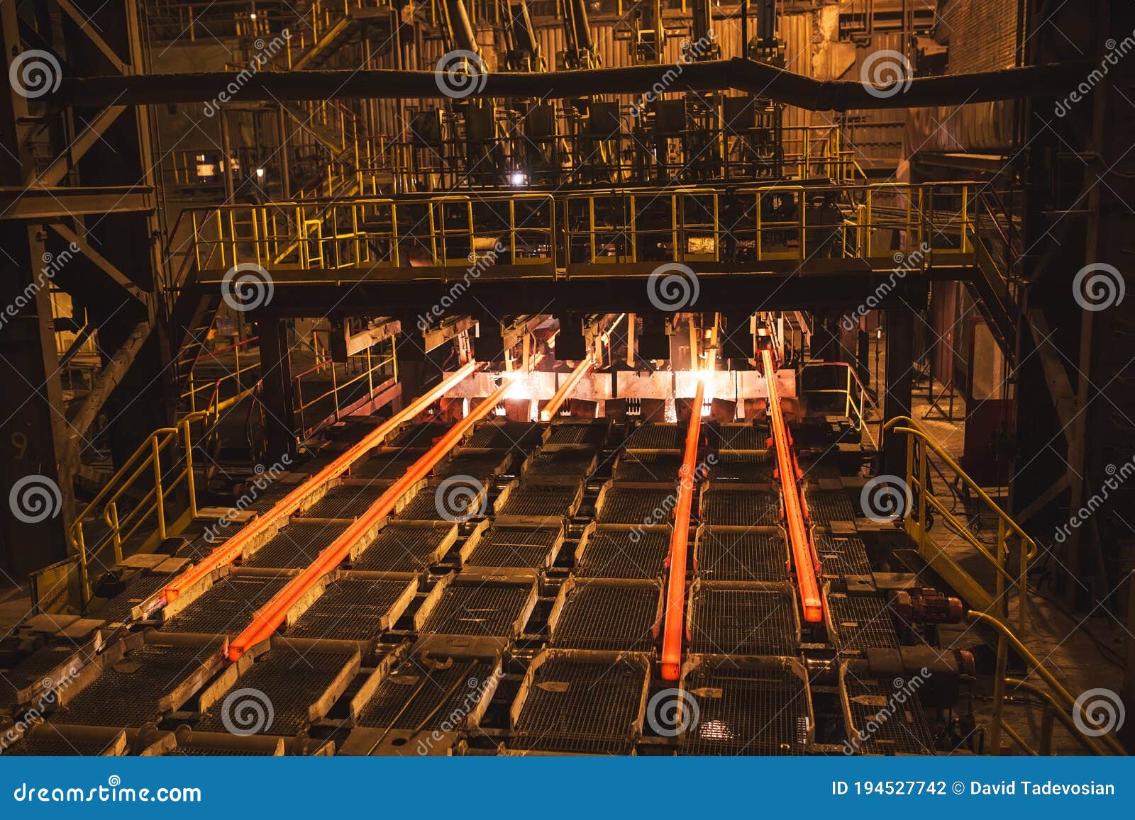 Hot Billet Bloom Continuous Casting, Also Called Strand Casting. Stock ...