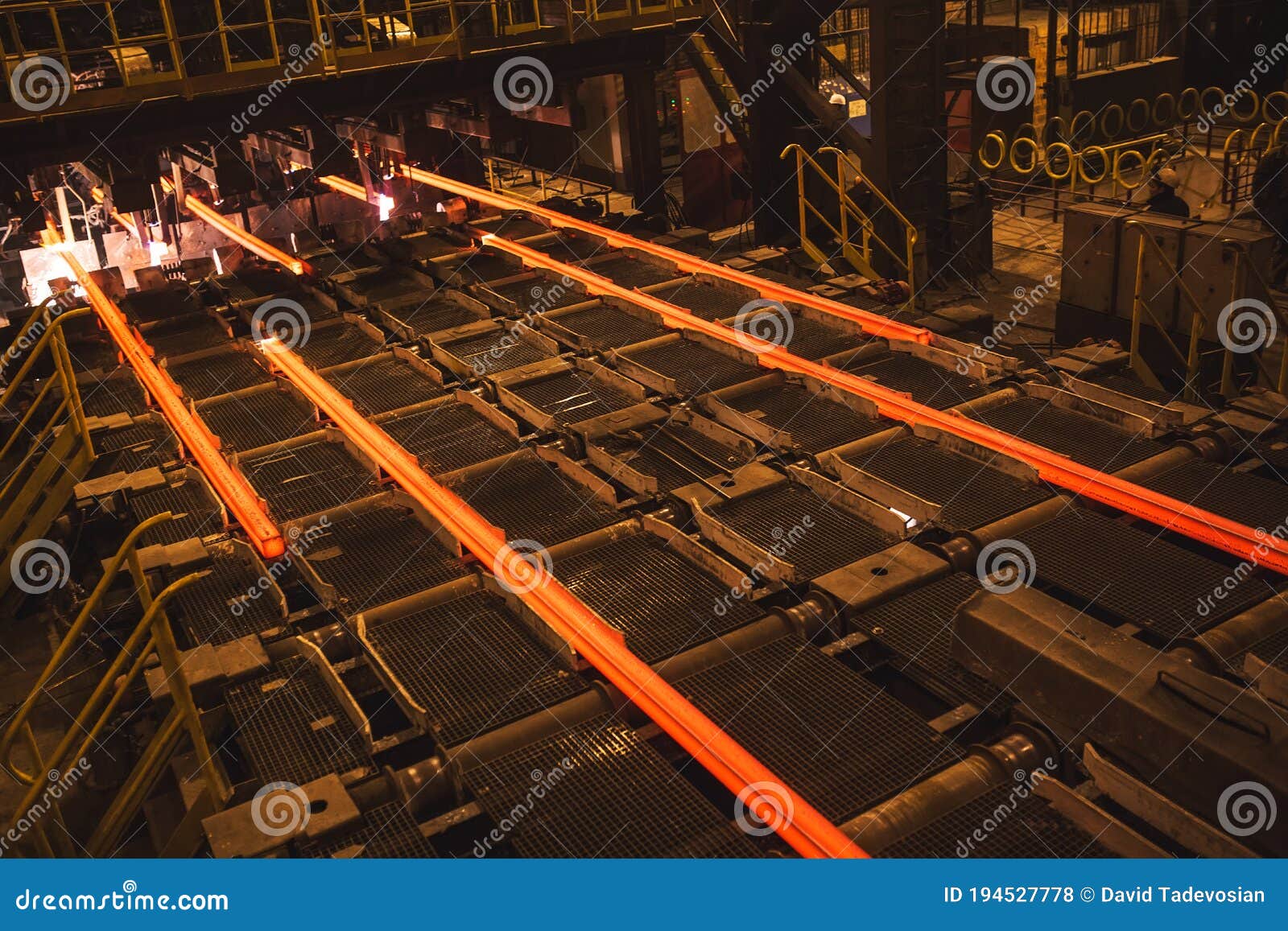 Hot Billet Bloom Continuous Casting, Also Called Strand Casting. Stock ...