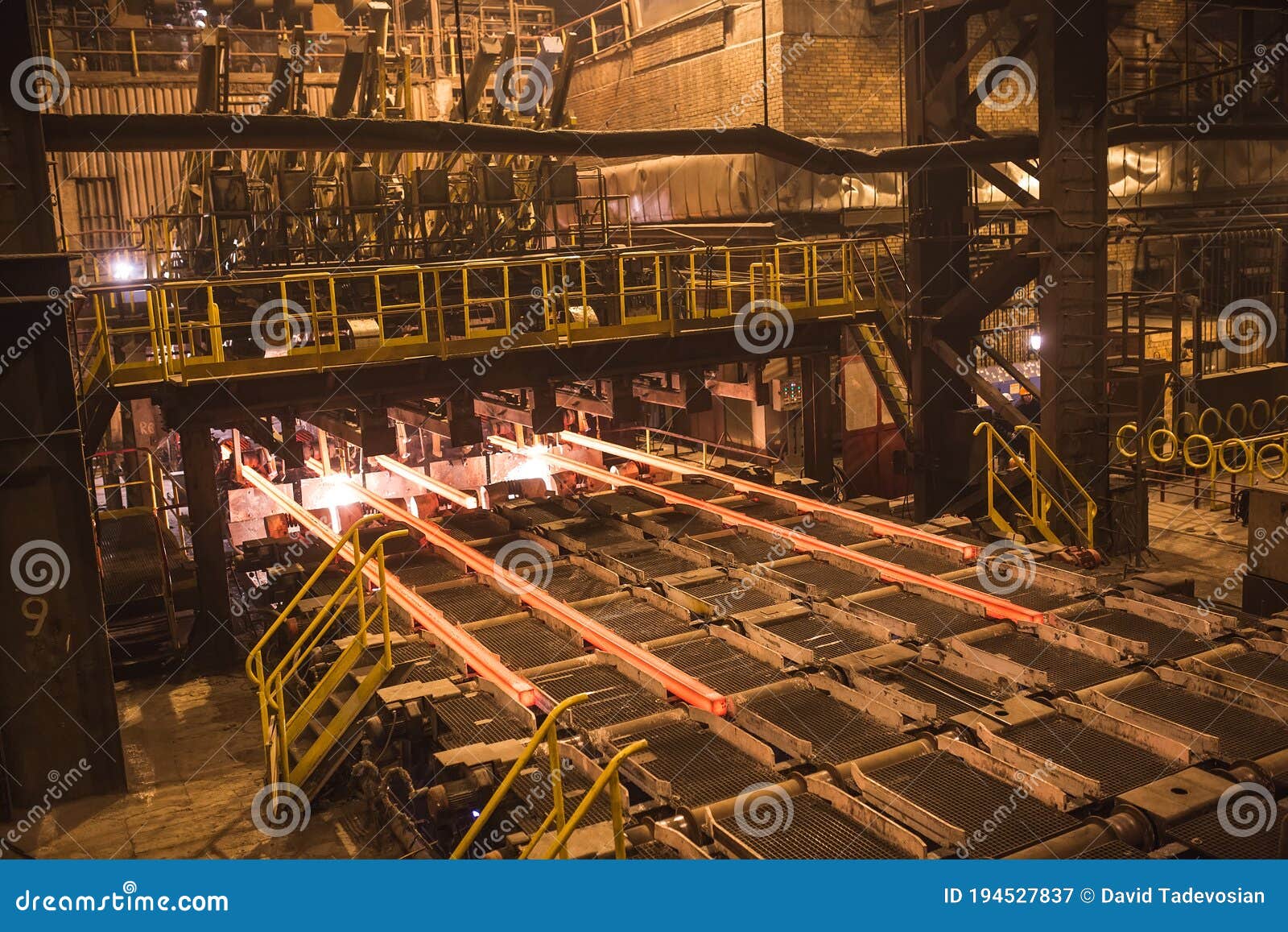 Hot Billet Bloom Continuous Casting, Also Called Strand Casting. Stock ...