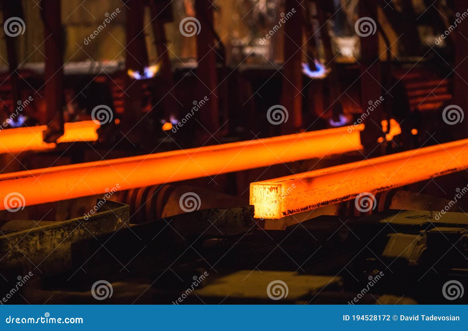 Hot Billet Bloom Continuous Casting, Also Called Strand Casting. Stock ...